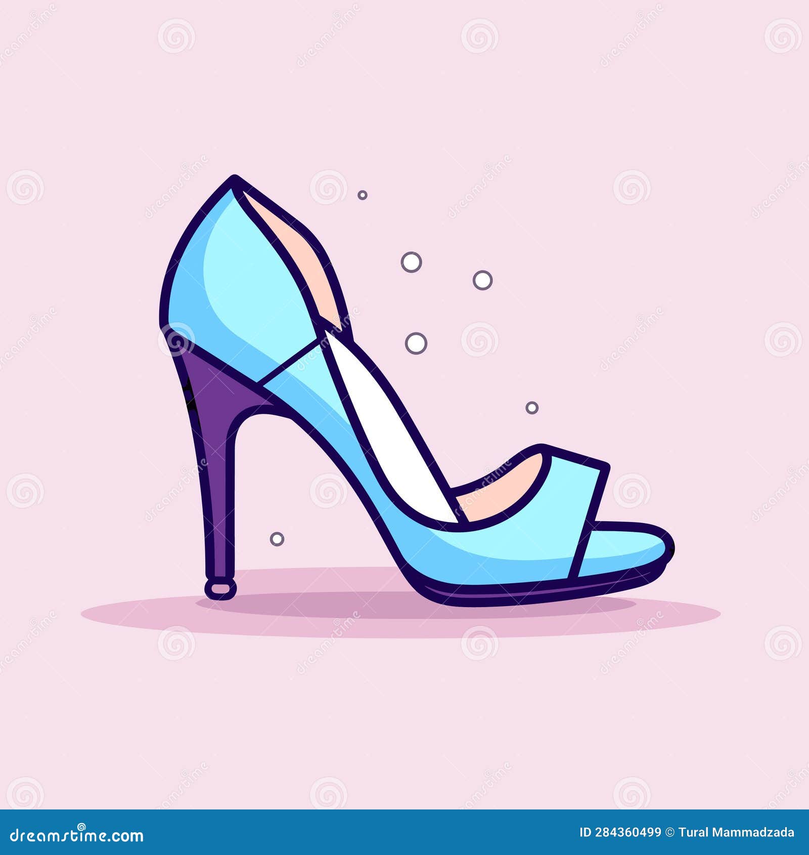 Vector of a Stylish Blue High Heeled Shoe with a Towering Heel Stock ...