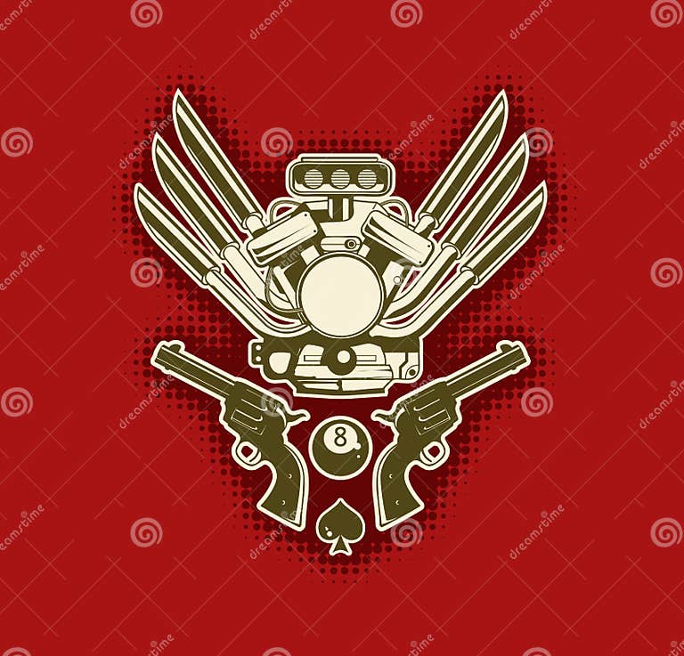 Vector Stylish Wallpaper with Engine and Guns Stock Vector ...