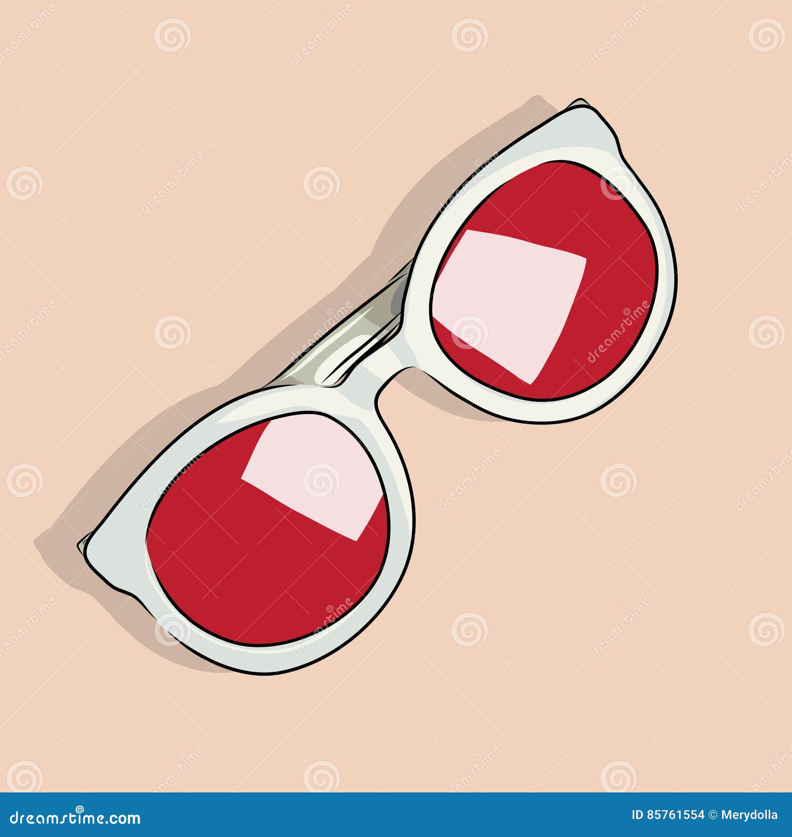 Vector Stylish White Sunglasses with Red Glasses Stock Vector ...