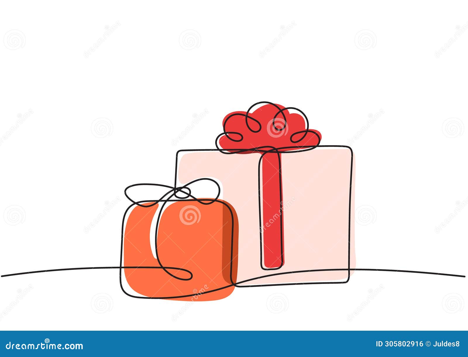 Vector Stylization of Gift Boxes Using One Line Technique Stock Vector ...
