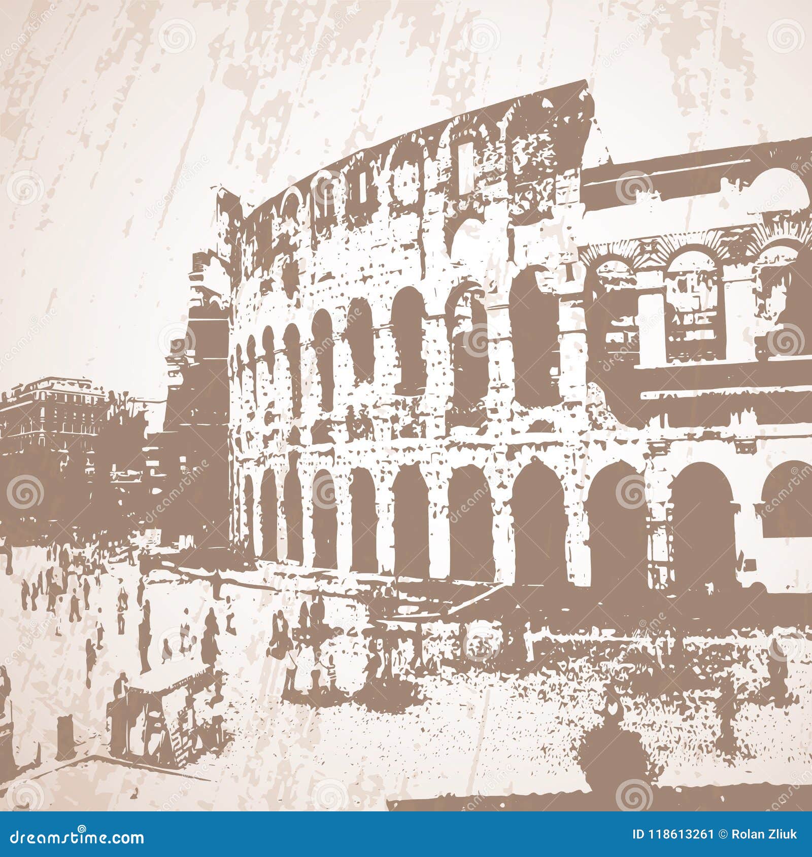 Vector Stylized Coliseum Poster. Stock Vector - Illustration of italian ...