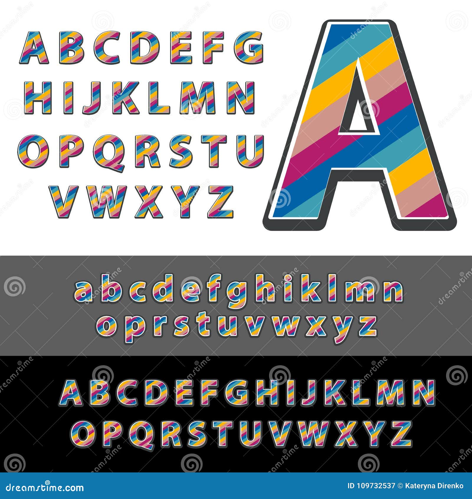 Vector of Stylized Colorful Font and Alphabet Stock Illustration ...