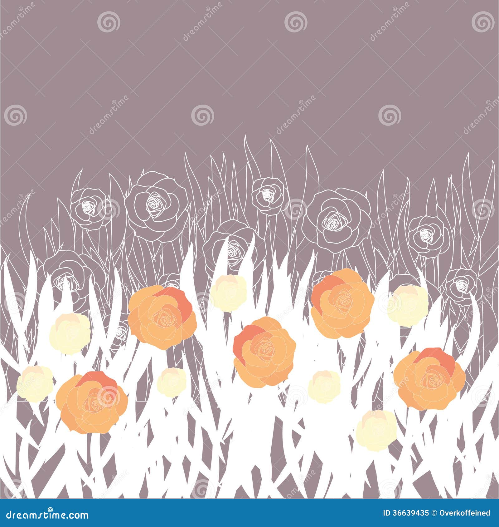 Vector Stylized Field with Flowers Stock Vector - Illustration of ...
