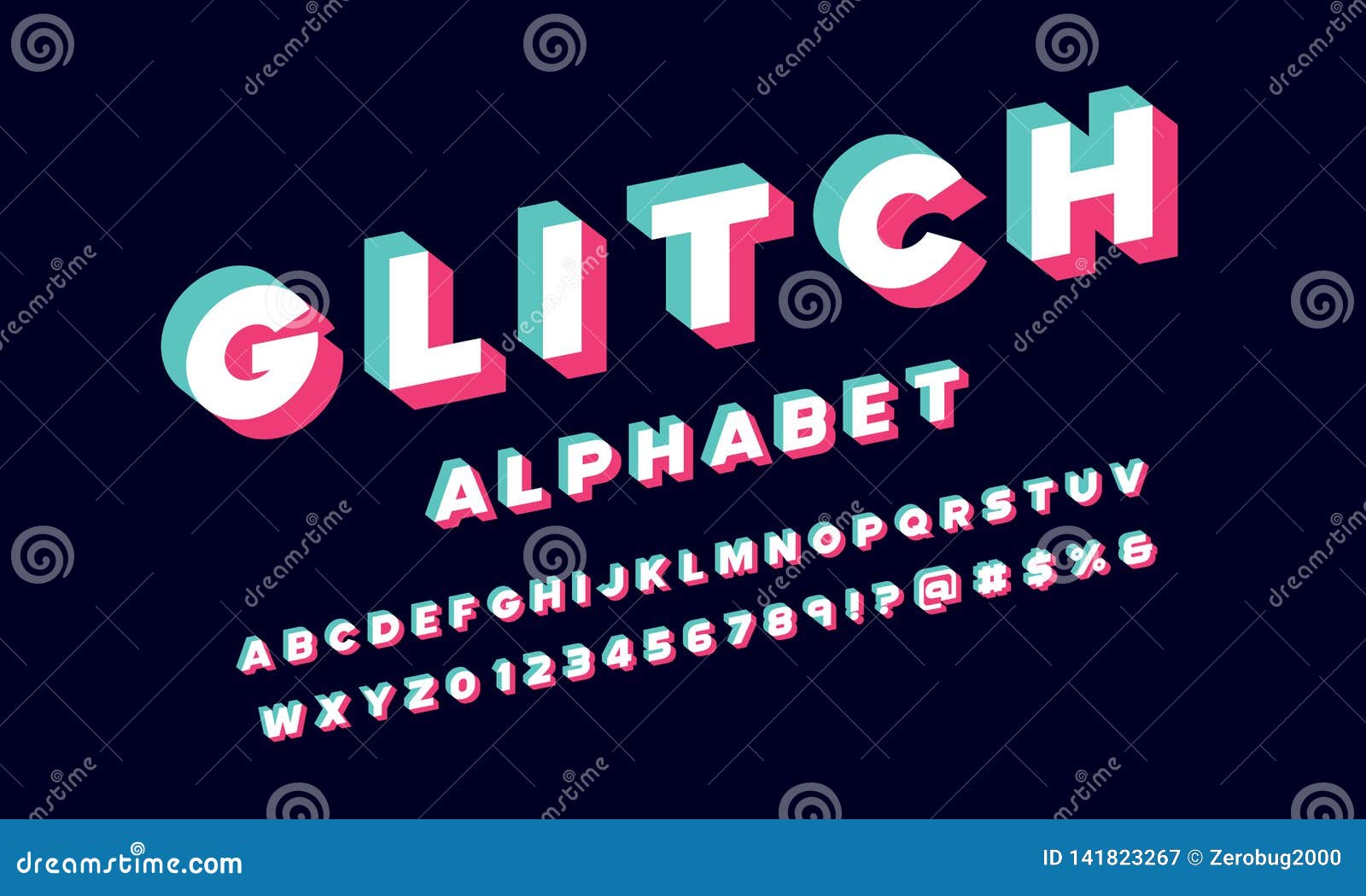 Glitch font stock vector. Illustration of character - 141823267