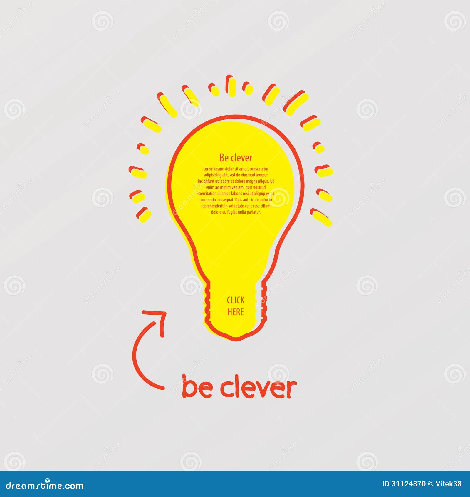 Vector Stylized Light Bulb in Modern Design. Concept - Think, Cl Stock ...