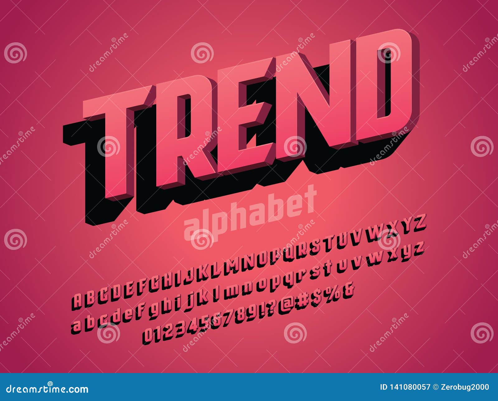 3d trendy font stock vector. Illustration of label, poster - 141080057