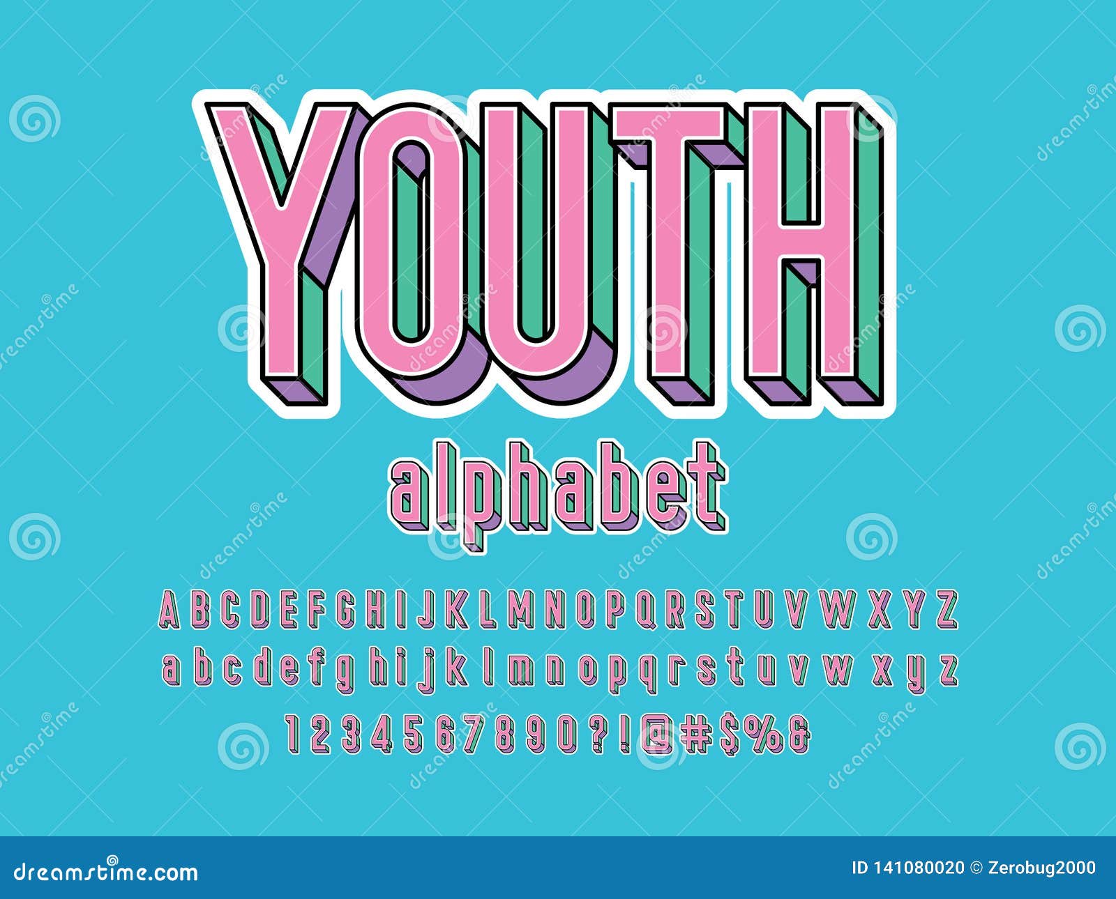 Youth font stock vector. Illustration of design, retro - 141080020