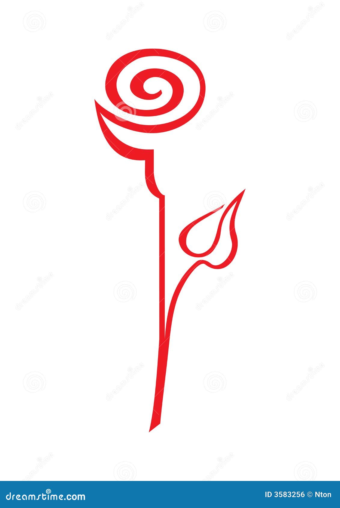 Vector stylized red rose stock vector. Illustration of fine - 3583256