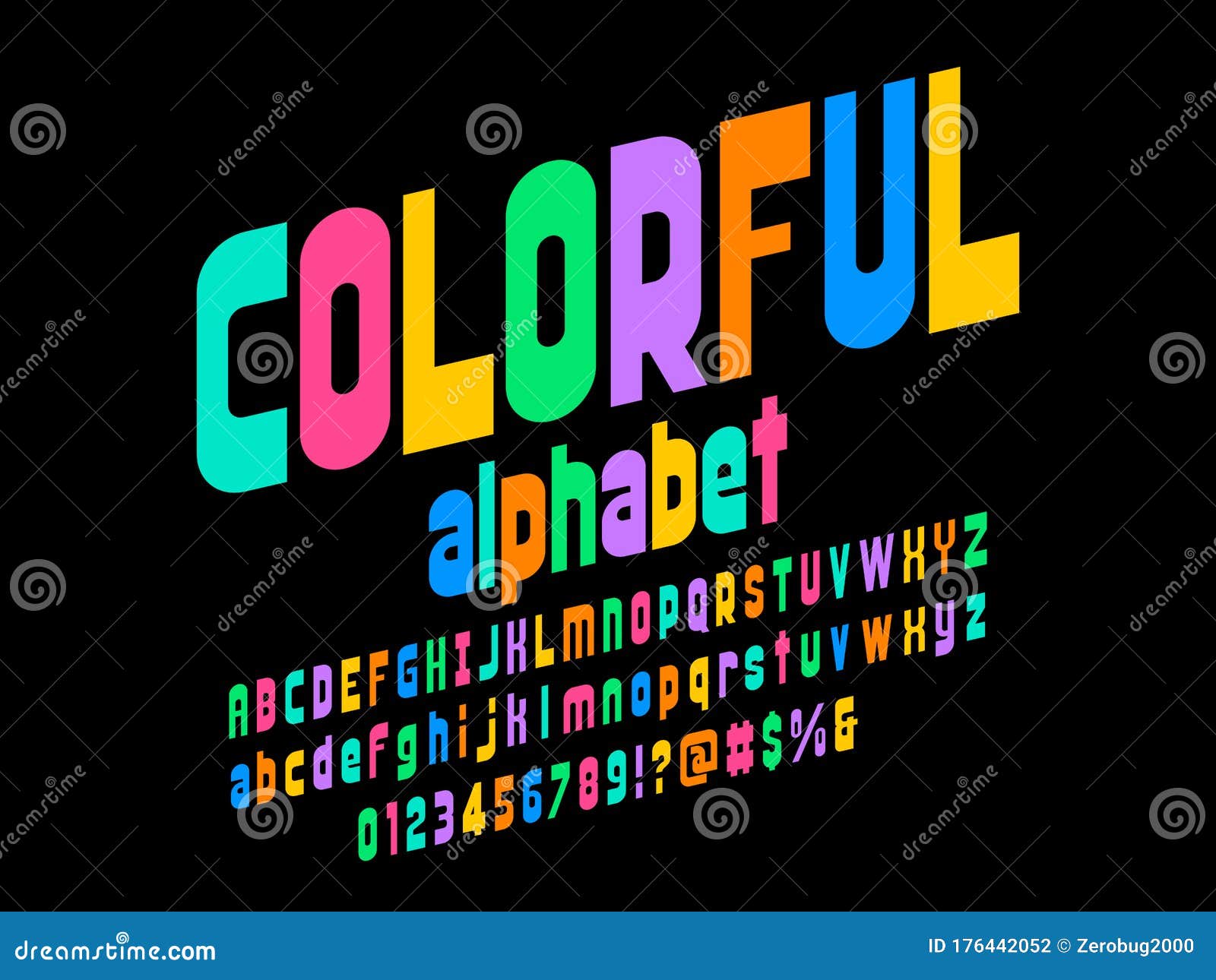 Colorful font stock vector. Illustration of style, alphabet - 176442052