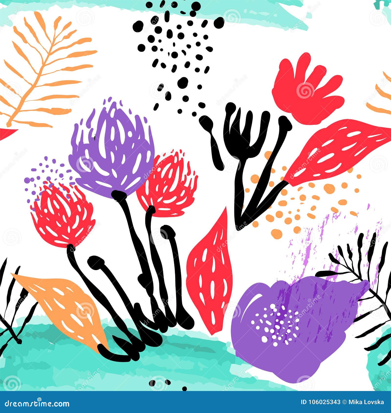 Vector Stylized Seamless Pattern Background Hand-drawn Illustration ...