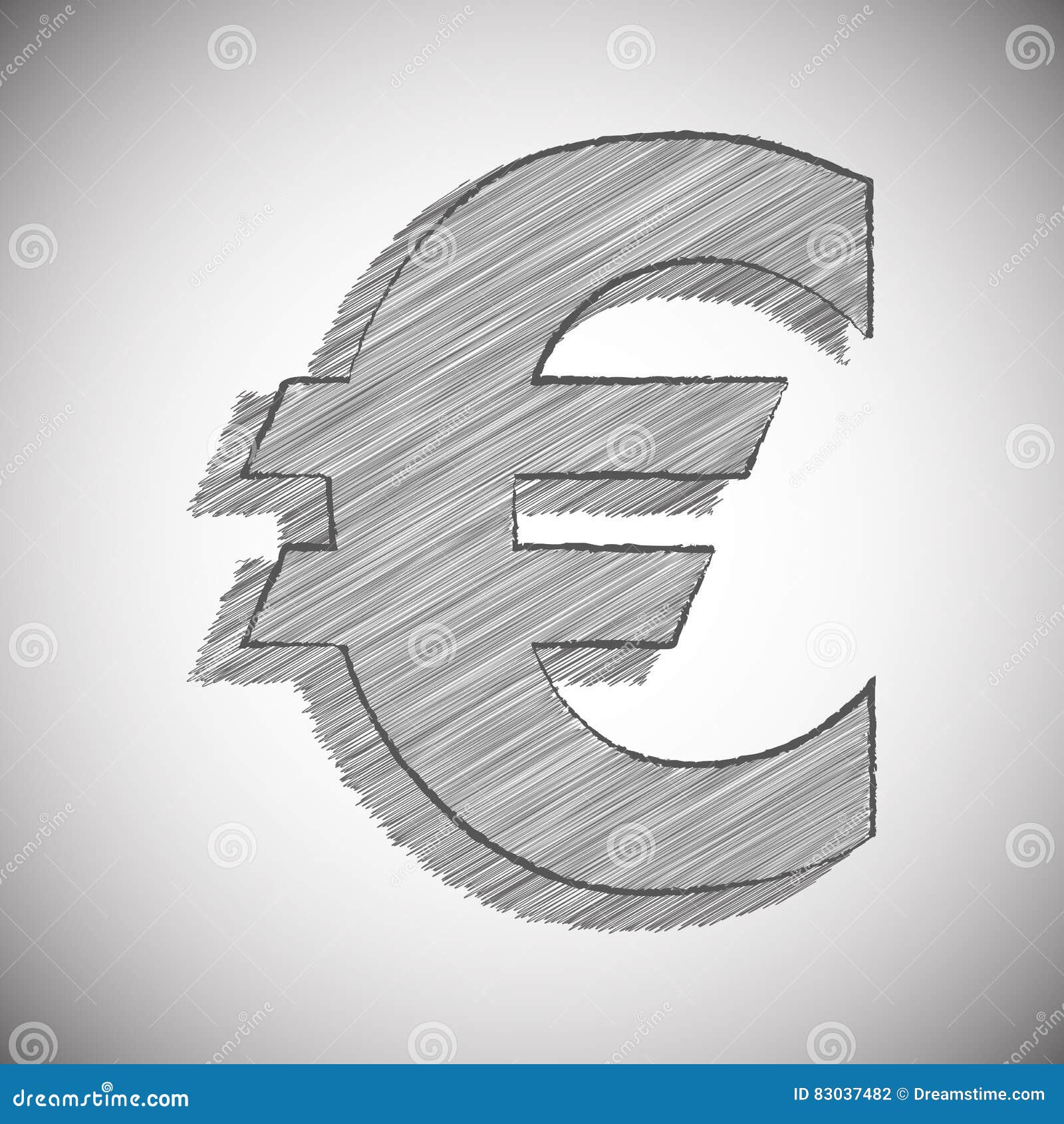 Vector Stylized Sign of EURO in Pencil Drawing Style Stock Vector ...