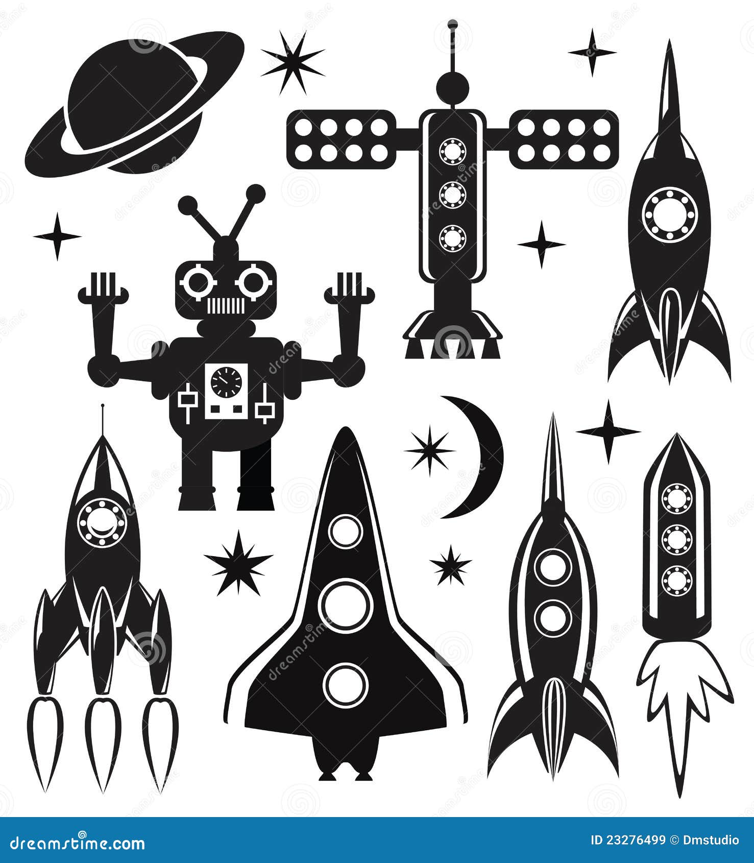 Vector Stylized Space Symbols Stock Vector - Illustration of fiction ...