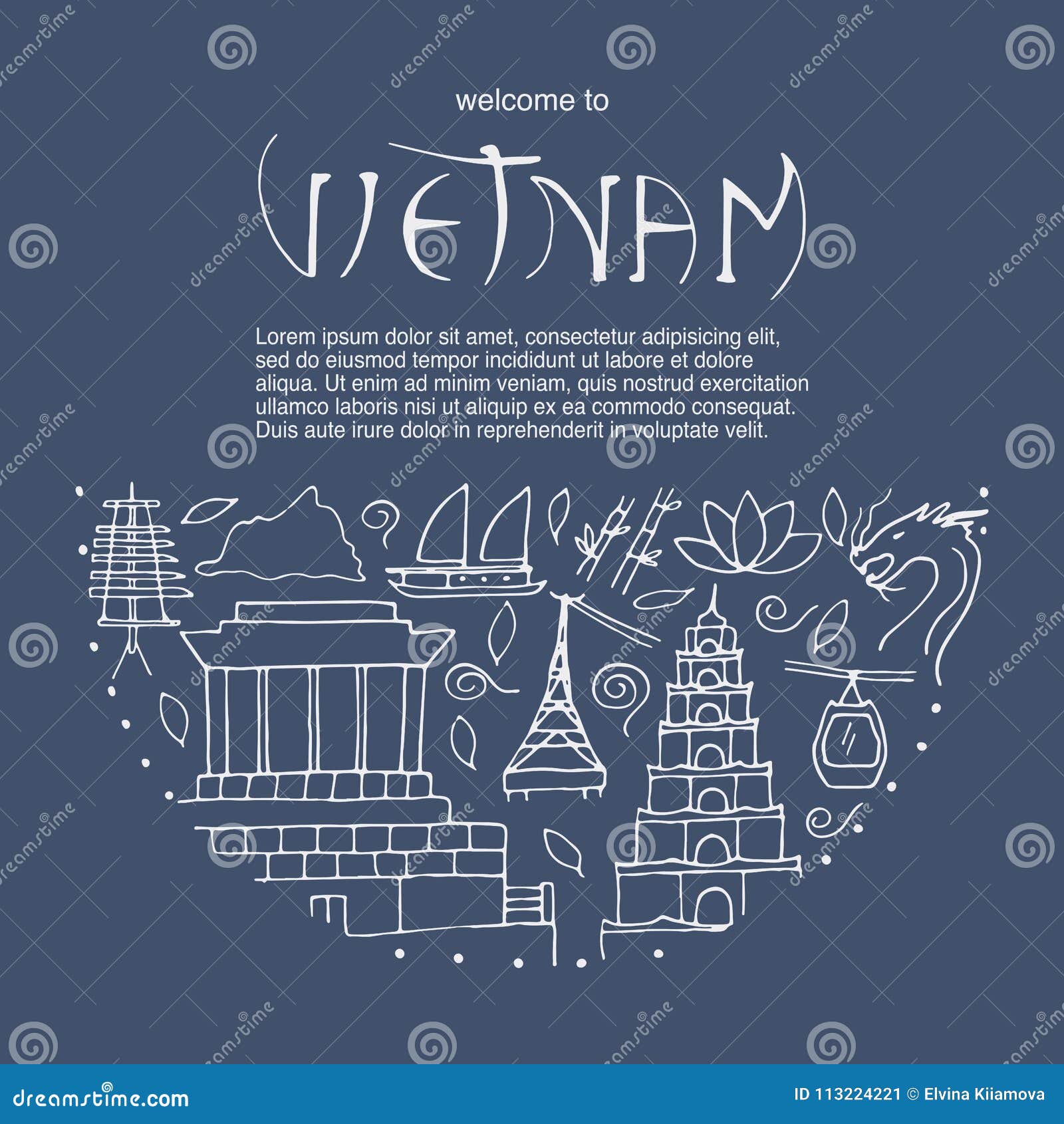 Vector StylizedÂ symbols of Vietnam. Stock Illustration - Illustration ...