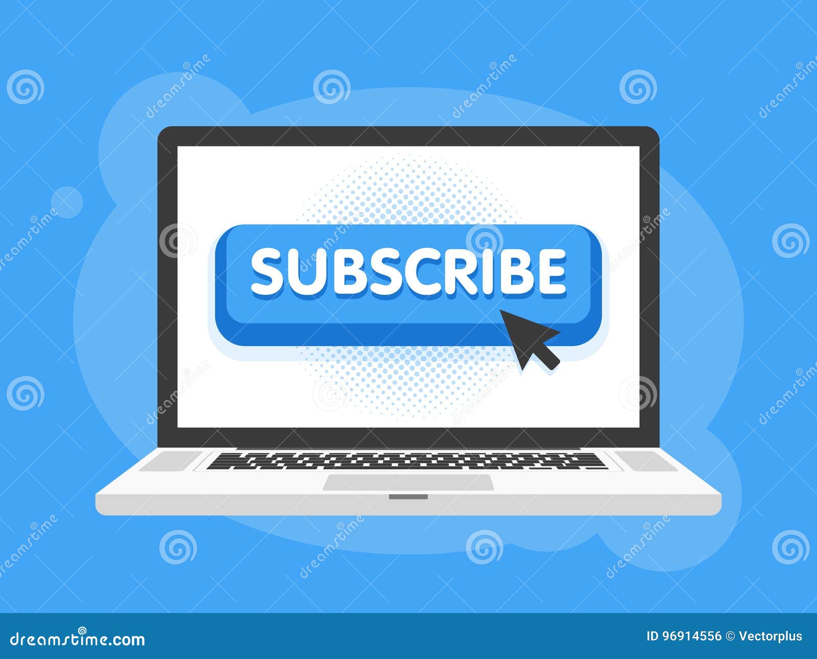 Vector Subscribe Button with Cursor in Flat Design. for Video Streaming ...