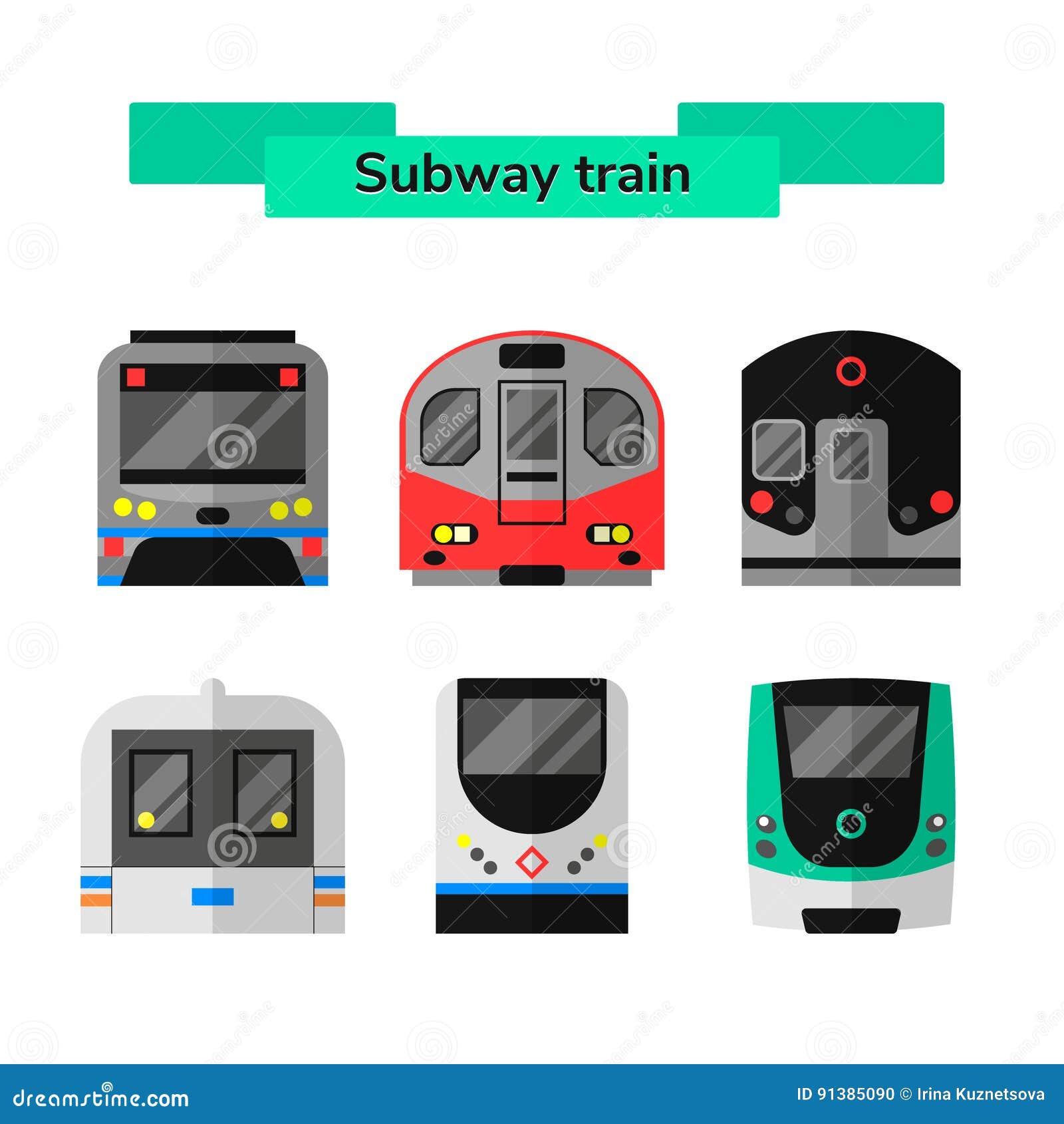 Vector subway train stock vector. Illustration of grey - 91385090