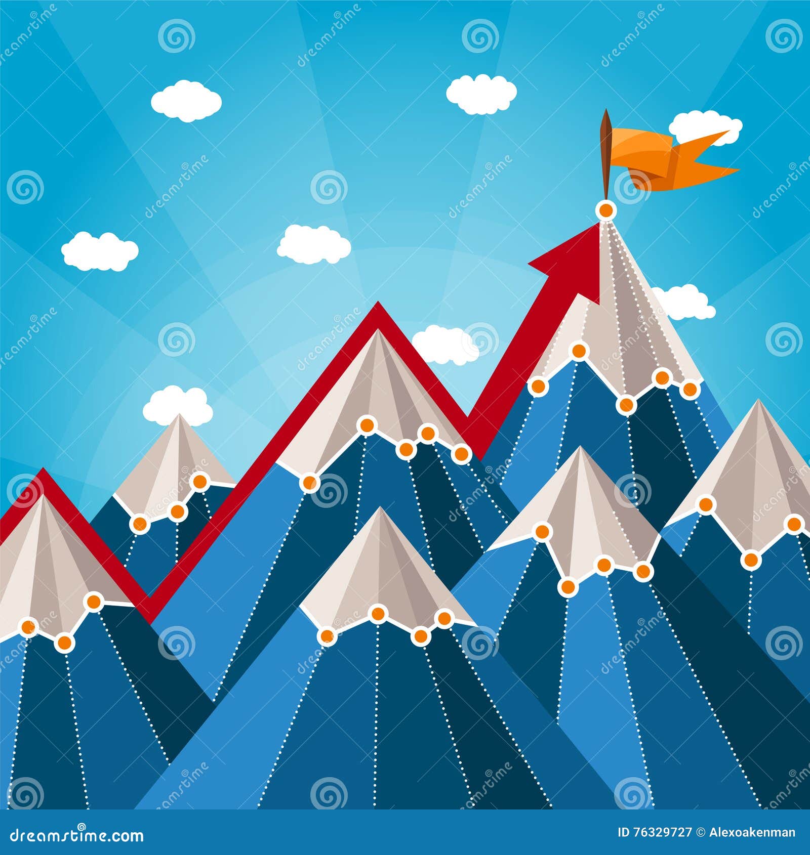 Vector Success and Leadership Concept with Mountain Landscape Stock ...