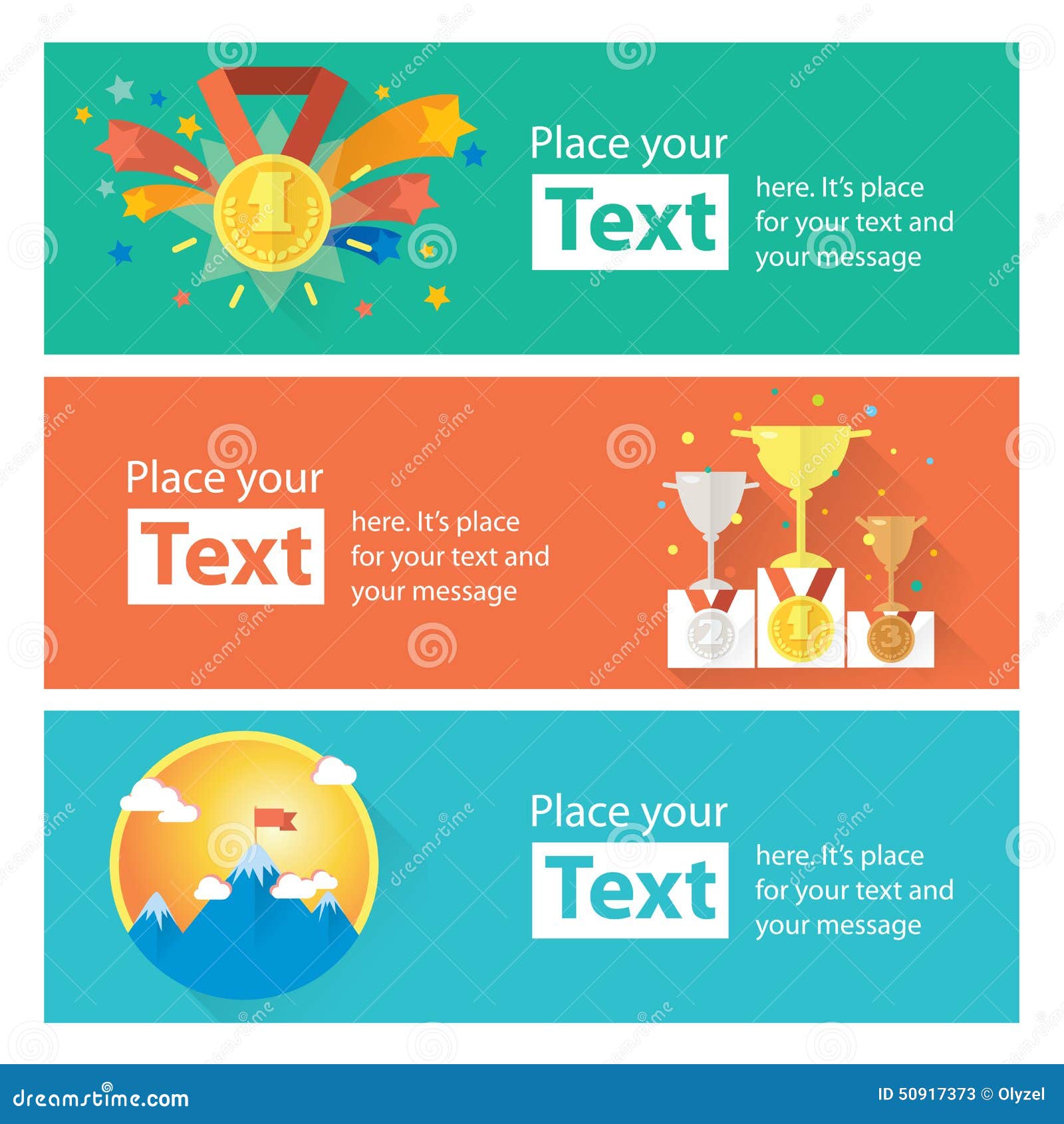 Vector Success and Win Concept Banners. Stock Illustration ...