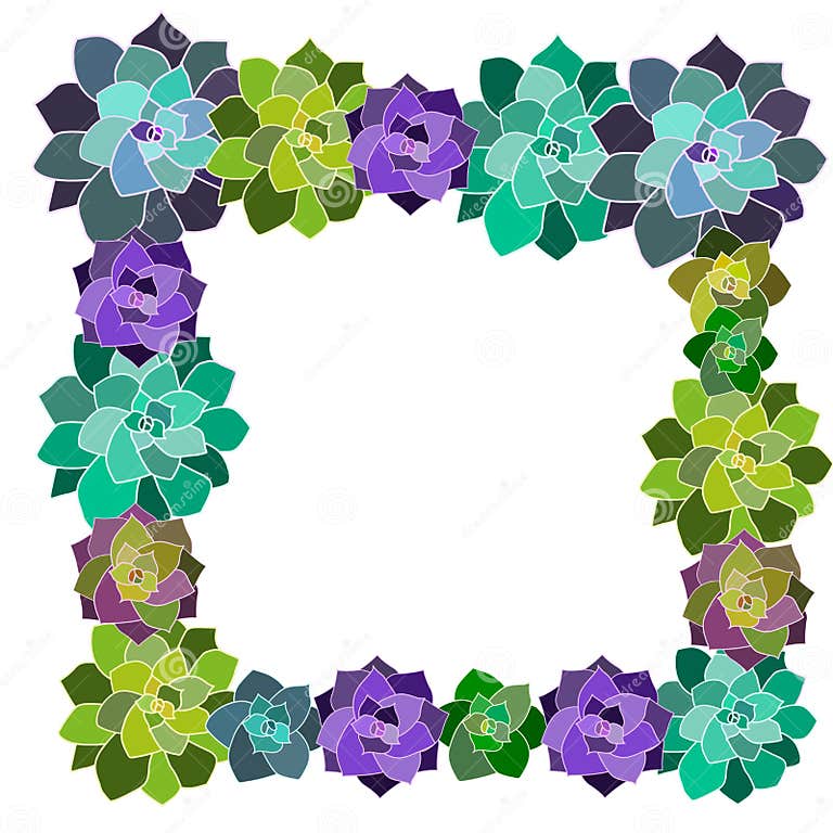 Vector Succulent Geometric Frame,template, Transparent Background Stock ...
