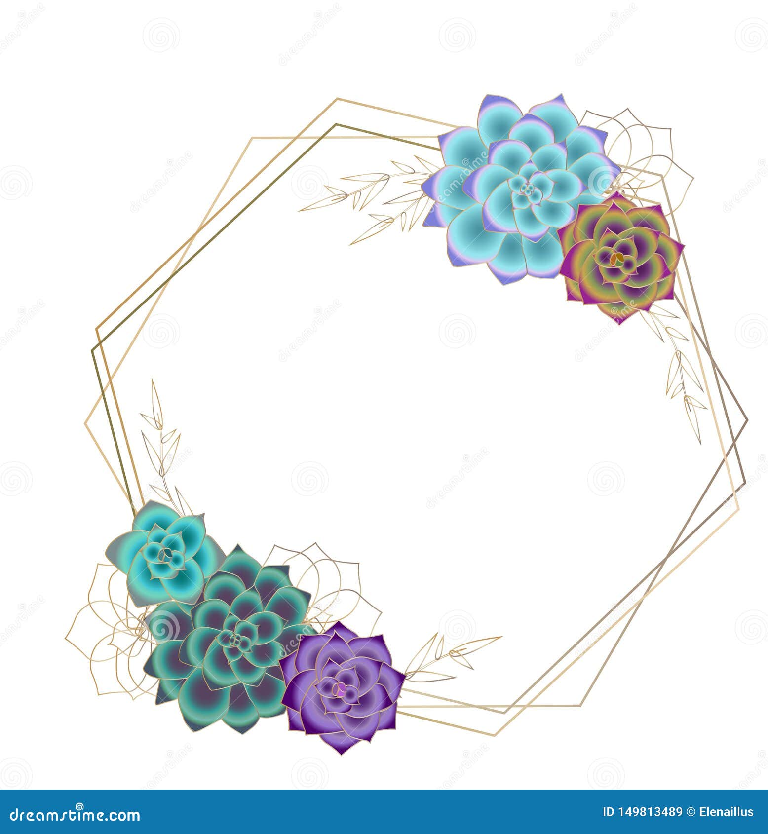 Vector Succulent Geometric Frame,template, Transparent Background Stock ...