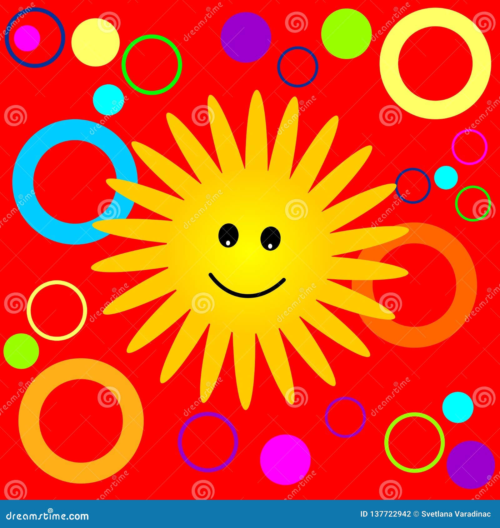 Happy Smiling Sun Pattern. Vector Graphic Background. Stock Vector ...