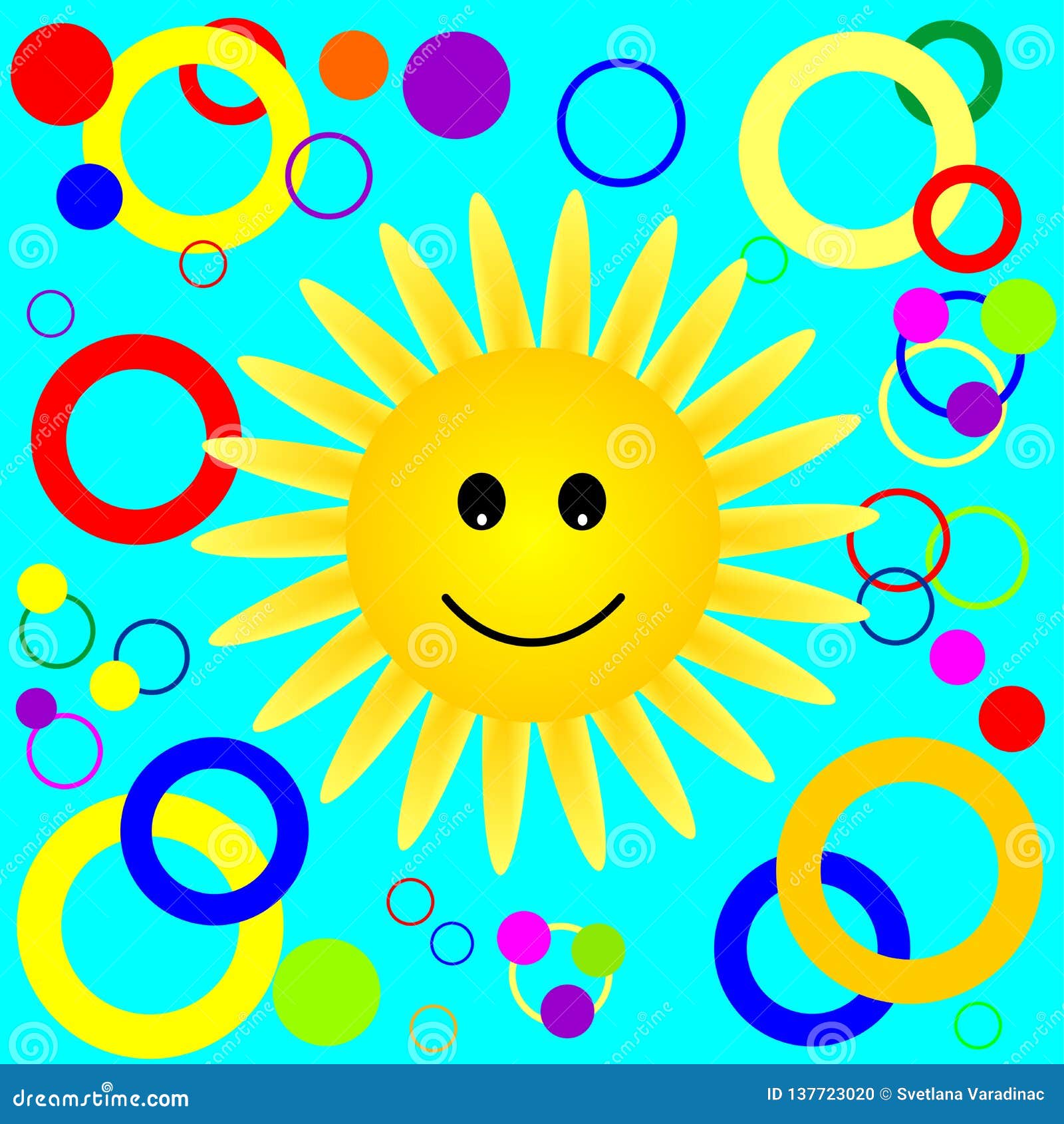 Happy Smiling Sun Pattern. Vector Graphic Background. Stock Vector ...