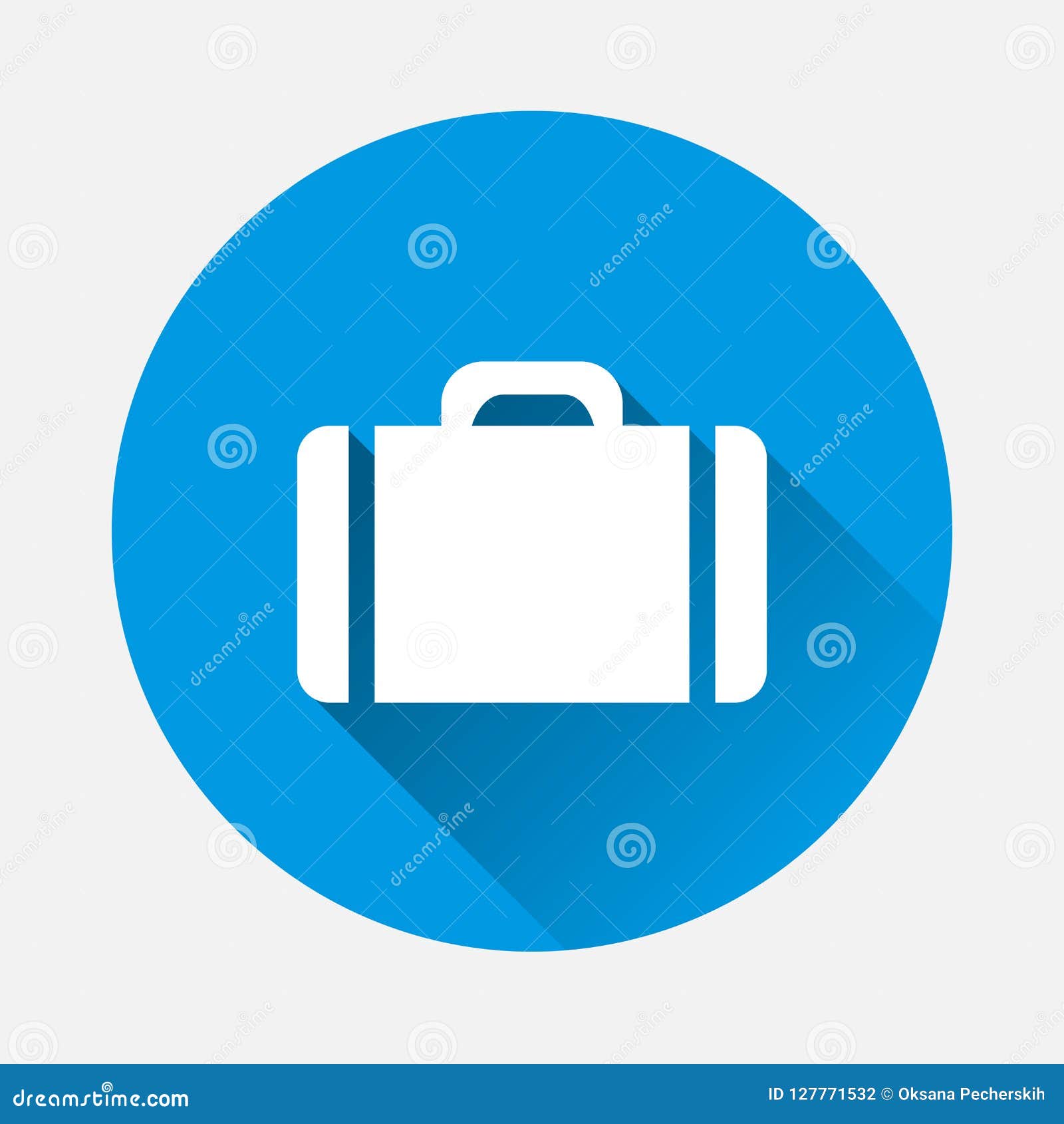 Vector Suitcase Icon on Blue Background. Flat Image Baggage with Stock ...