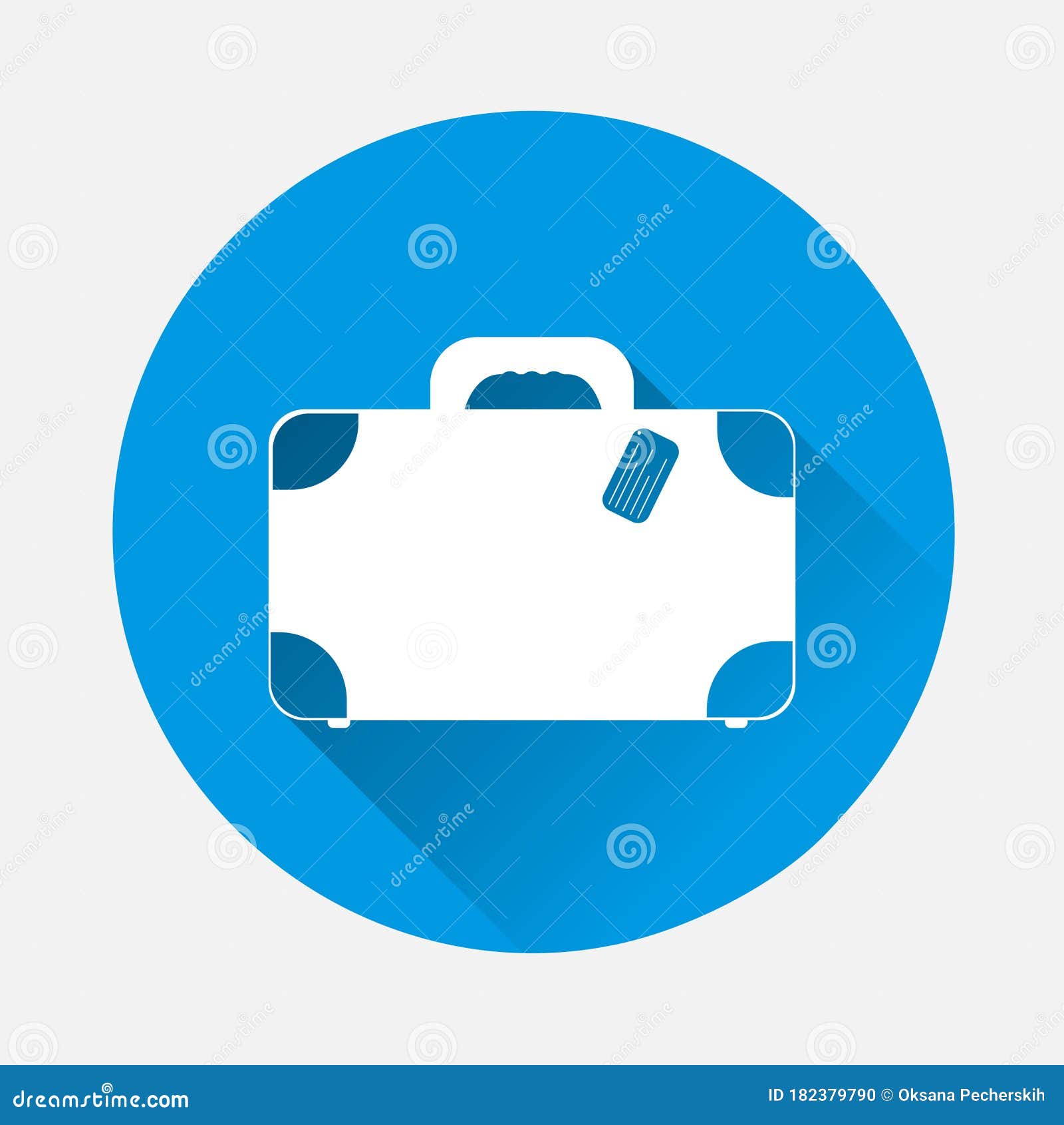 Vector Suitcase Icon on Blue Background. Flat Image with Long Shadow ...