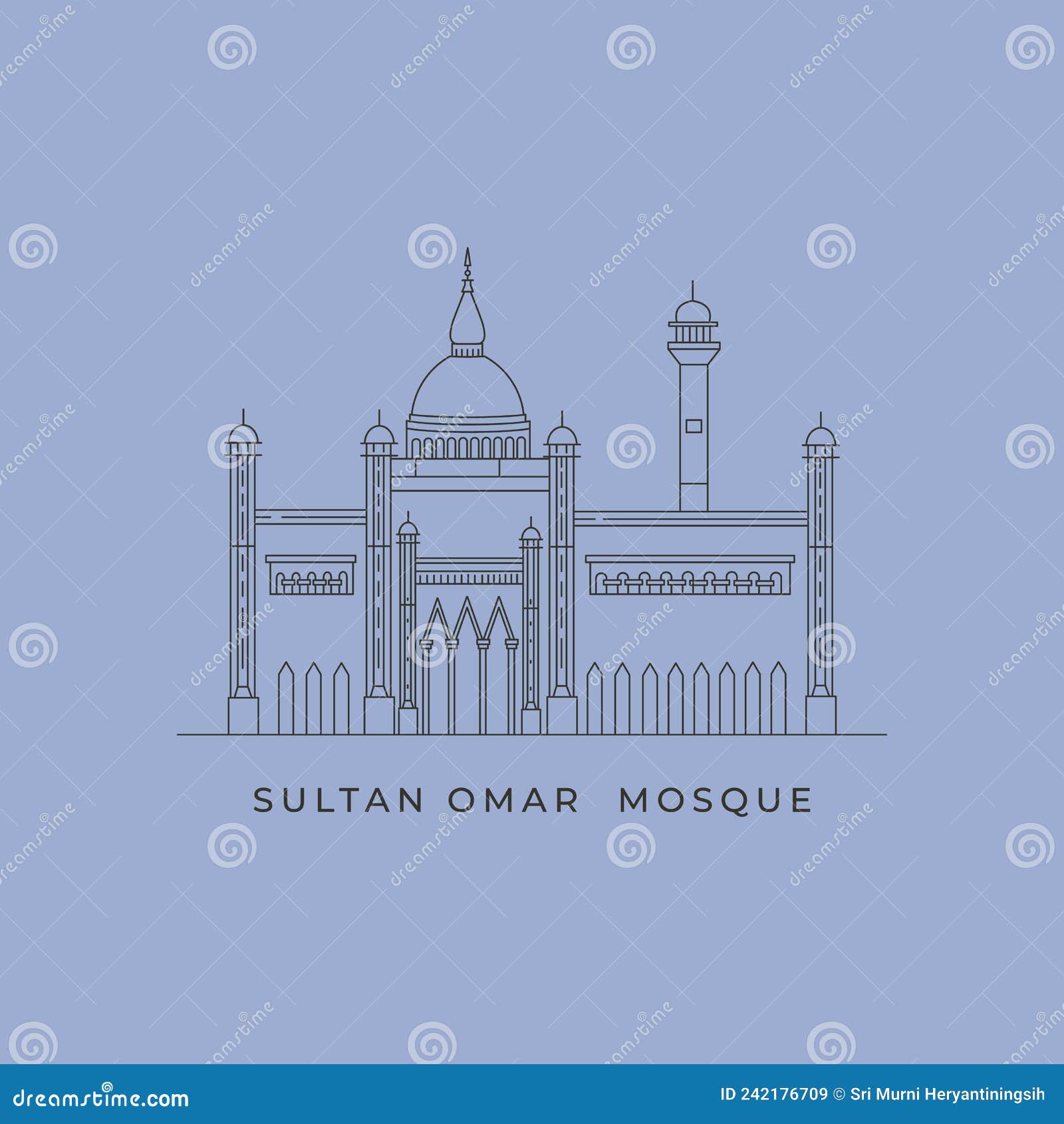Vector Of Sultan Omar Ali Saifuddin Mosque Islamic Mosque, Brunei ...
