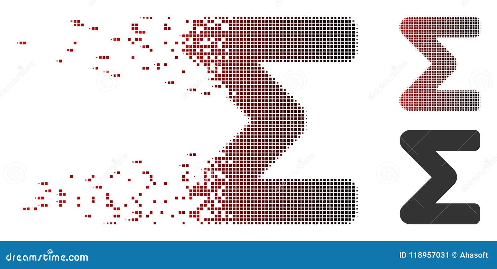 Dissipated Pixel Halftone Sum Icon Stock Vector - Illustration of ...