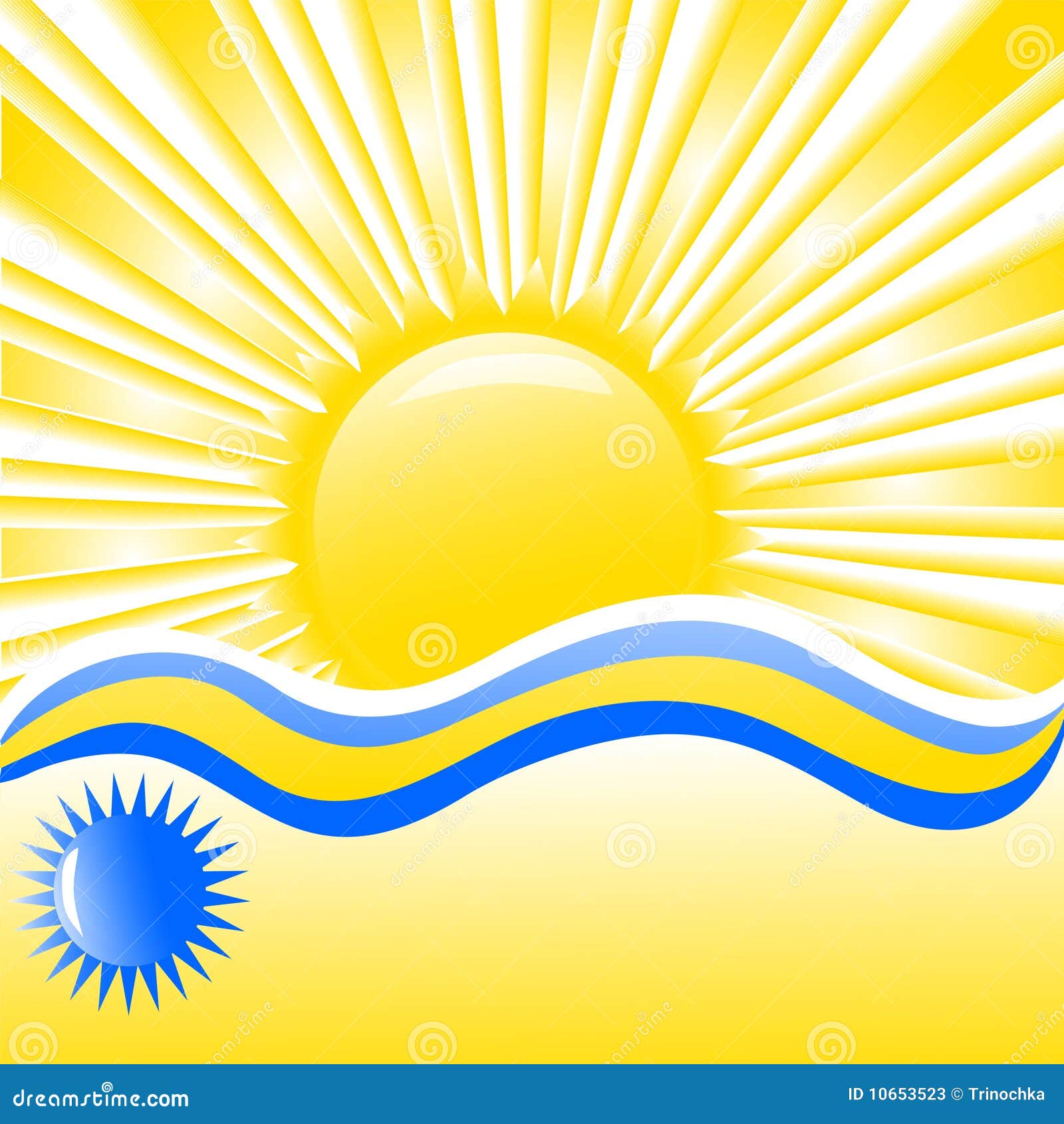 Vector. Summer Background with Waves, Sun and Plac Stock Vector ...