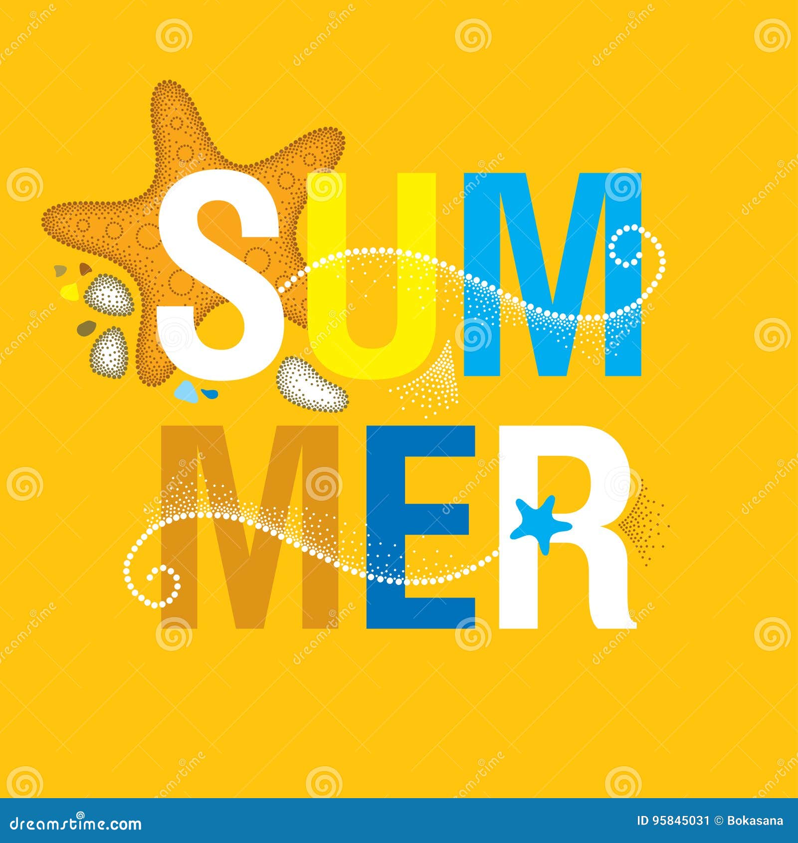 Vector Summer Banner in Trendy Dotwork Style. Square Composition with ...