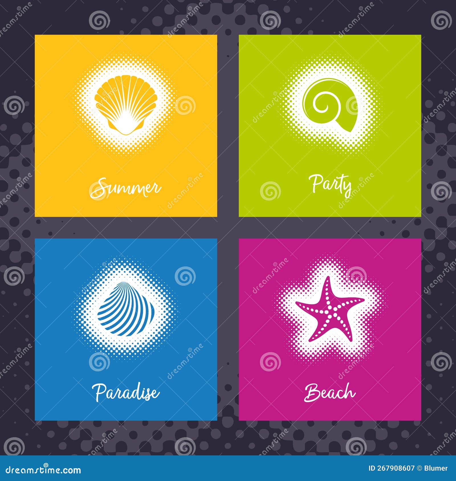 Vector Summer Cards with Sea Shells Design Stock Vector - Illustration ...