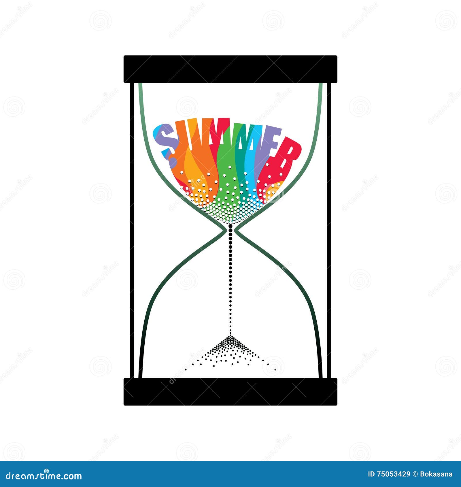 Vector Summer Concept with Hourglass and Decreasing Sand on White ...