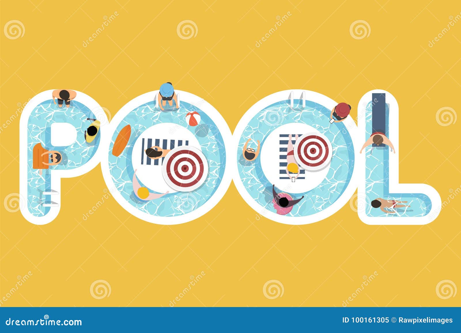 Vector of Summer Feel Design with the Word Pool Stock Vector ...