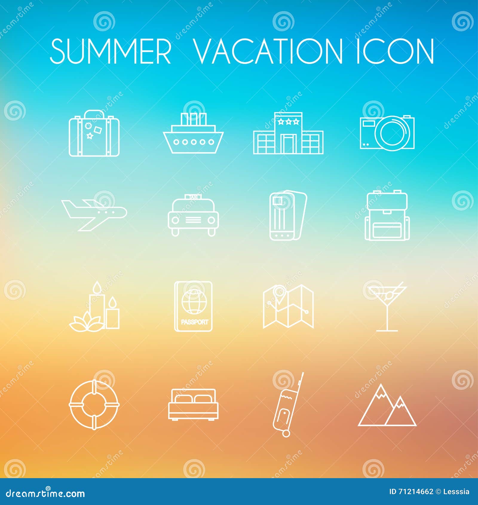 Vector summer icon set stock vector. Illustration of balloons - 71214662