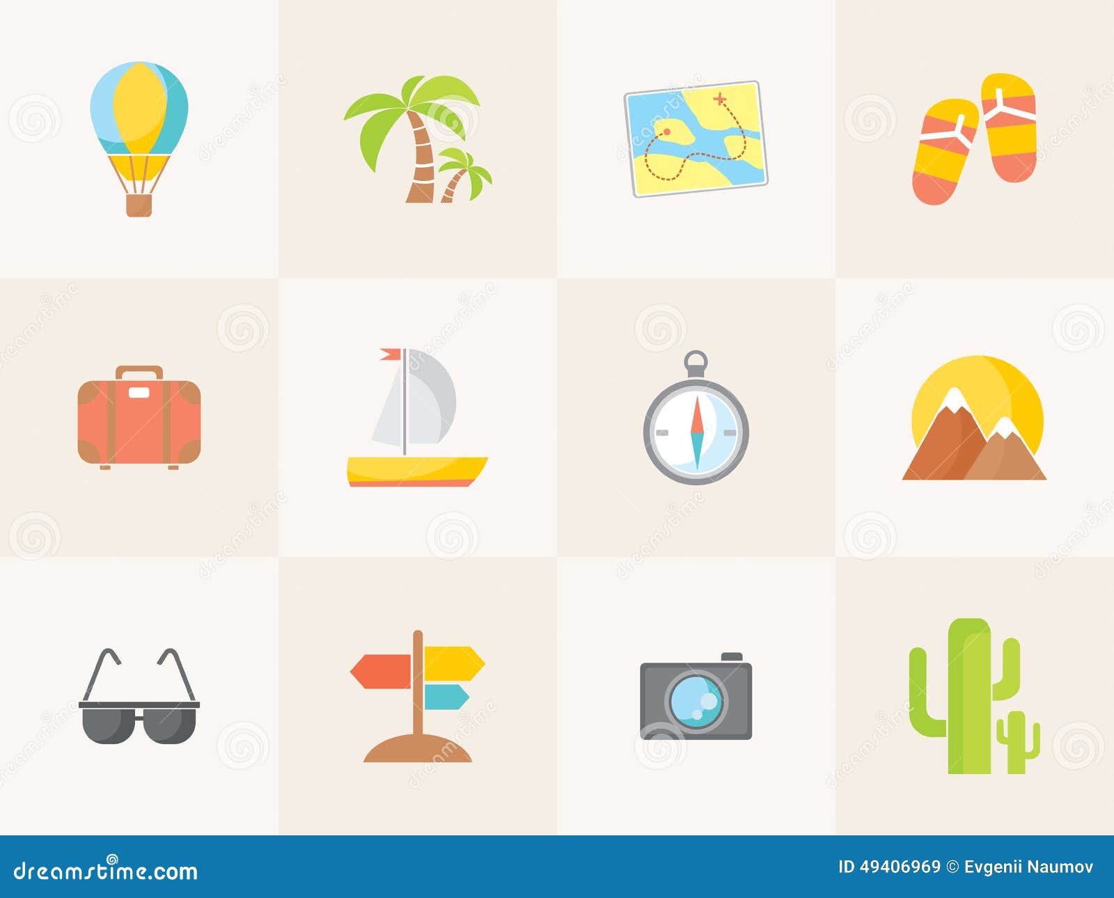 Vector Summer Icons. Flat Design Trend Stock Vector - Illustration of ...