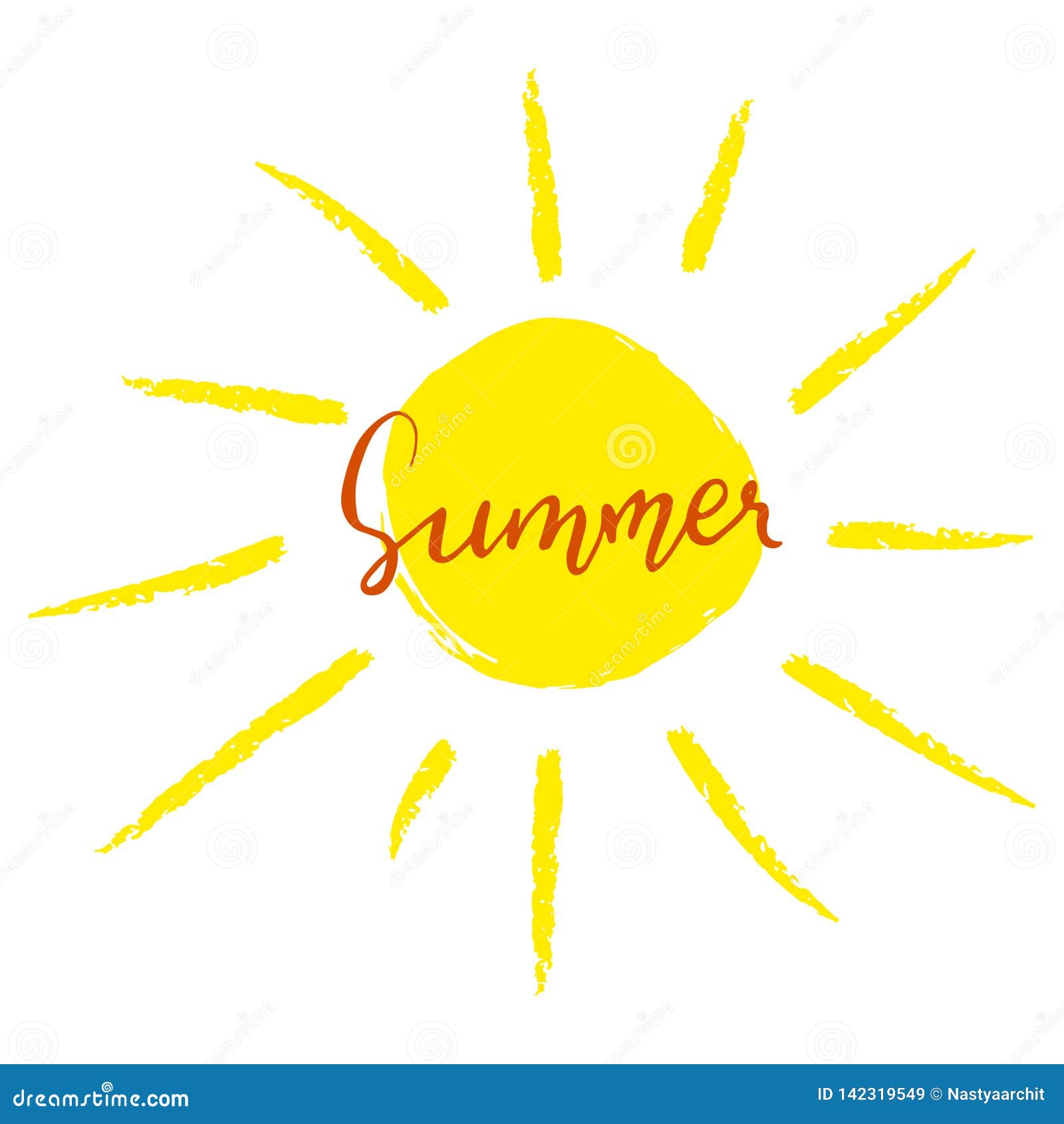 Vector Summer Illustration, Sun and Hand Lettering Stock Illustration ...