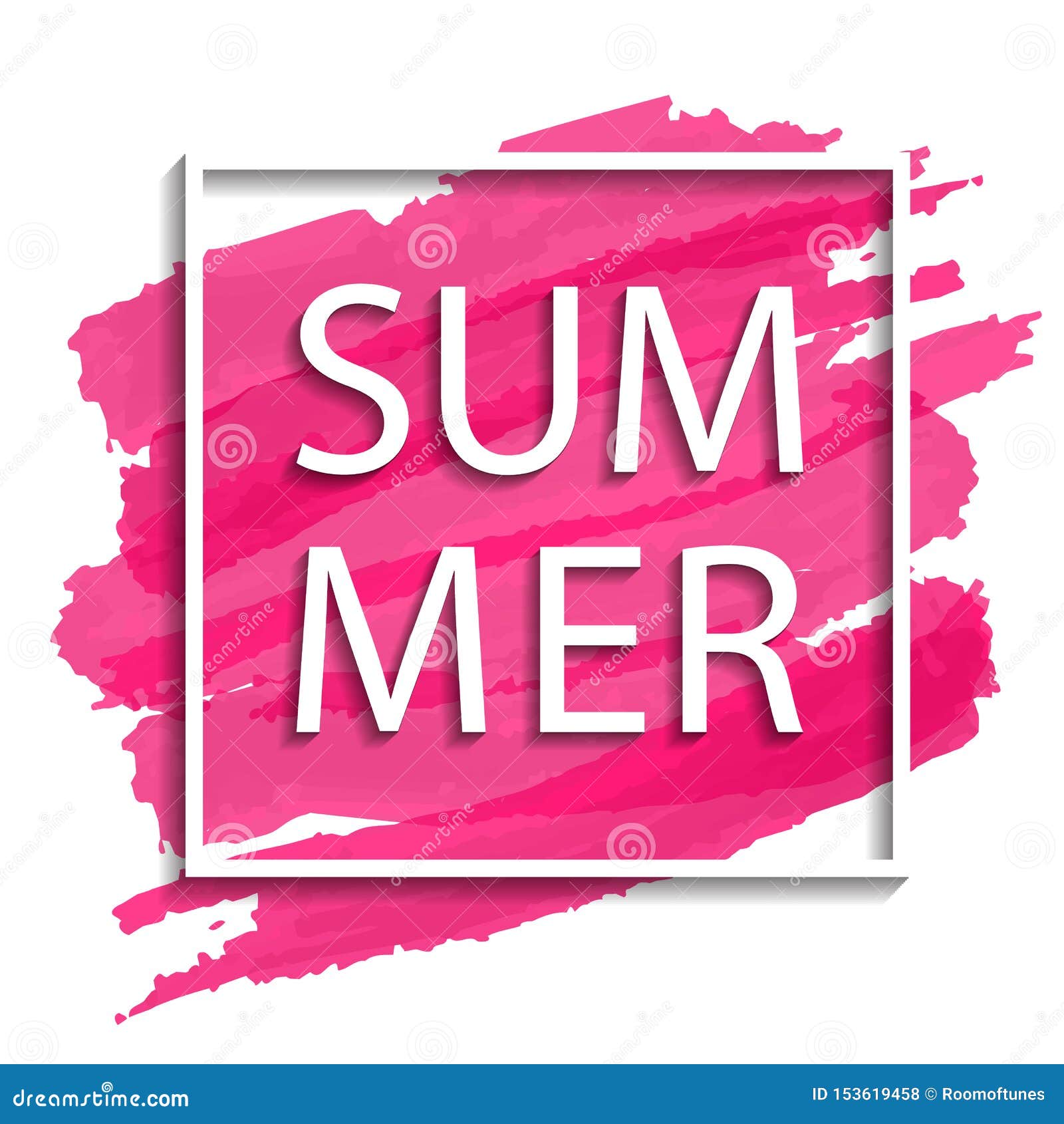 Vector Summer Illustration of White Frame on Pink Background Stock ...
