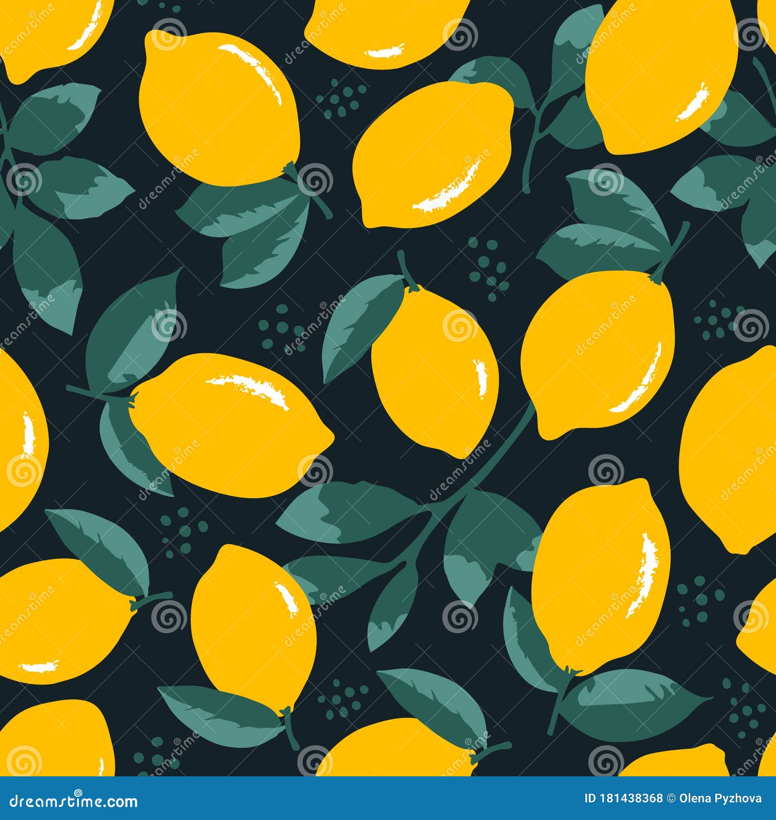 Vector Summer Pattern with Lemons, Flowers and Leaves. Seamless Texture ...