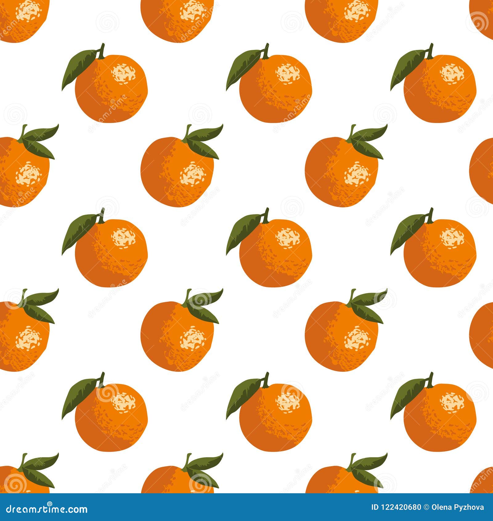 Vector Summer Pattern With Oranges Flowers And Leaves Seamless