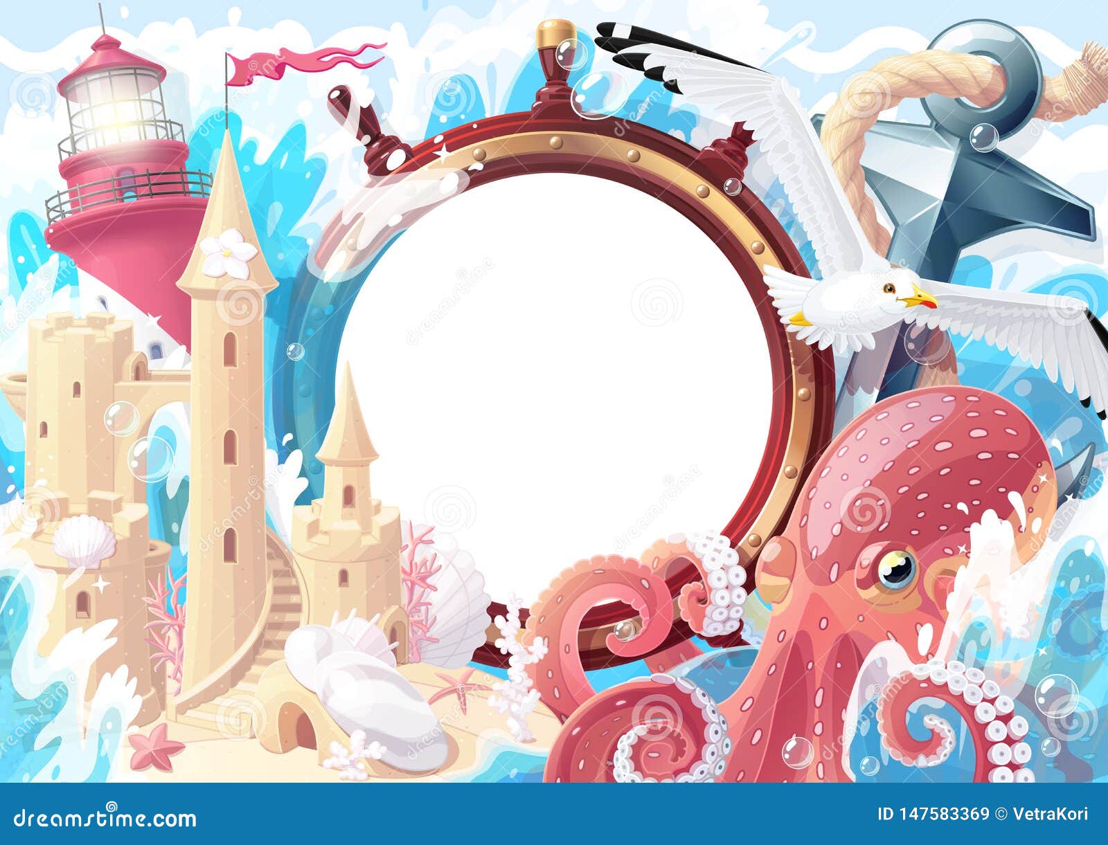 Vector Summer Sea Collage Photo Frame Stock Vector - Illustration of ...