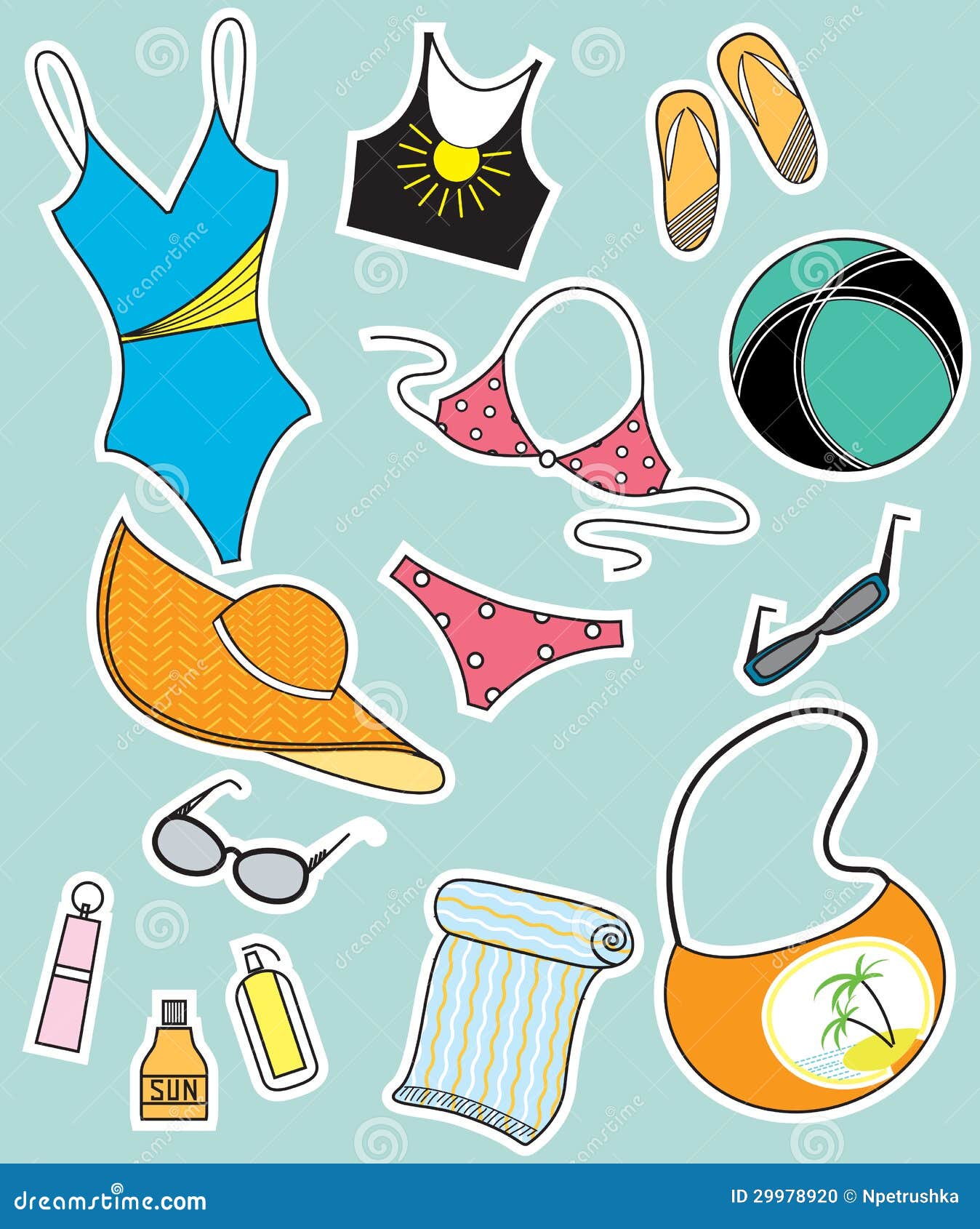 Summer Vacation Clothes Isolated for Design Stock Vector - Illustration ...