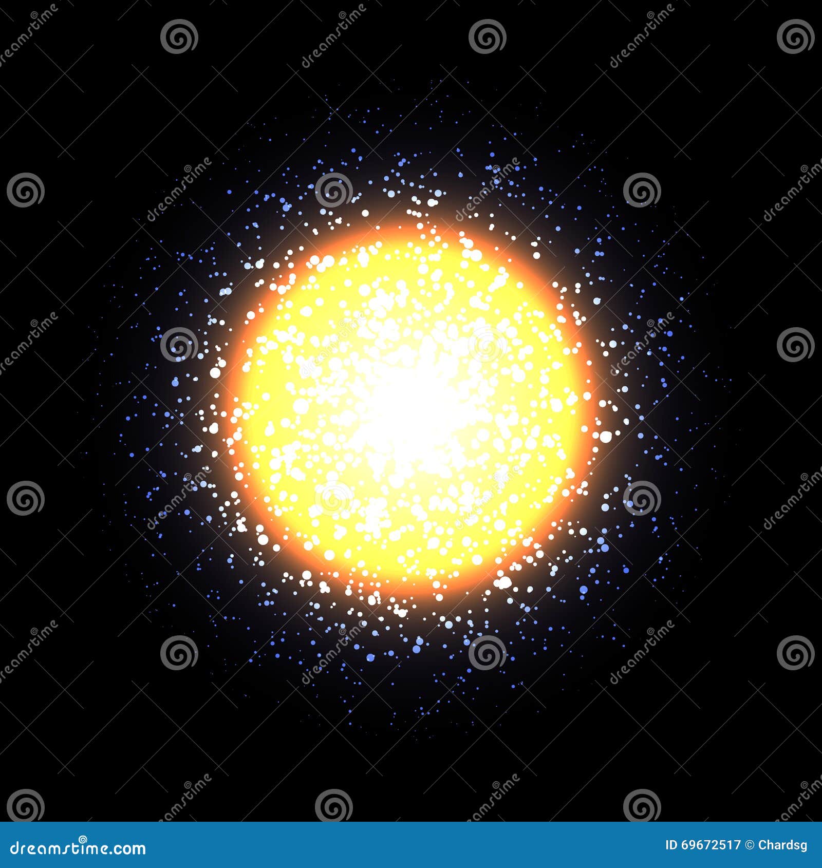 Vector Sun on Black Background. Bright Orange Light. Orange Star ...