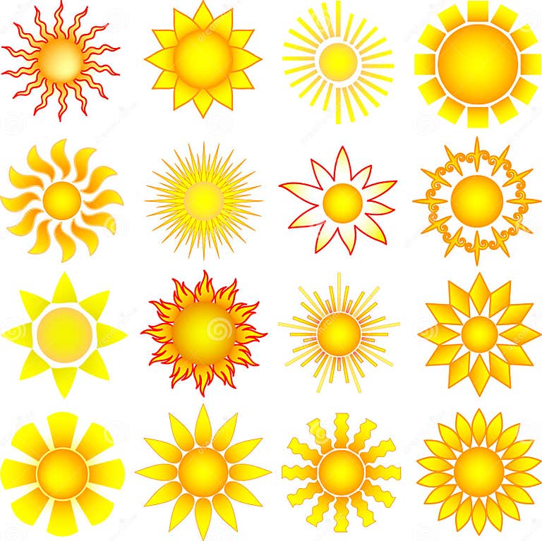 Vector sun collection stock vector. Illustration of orange - 15717441