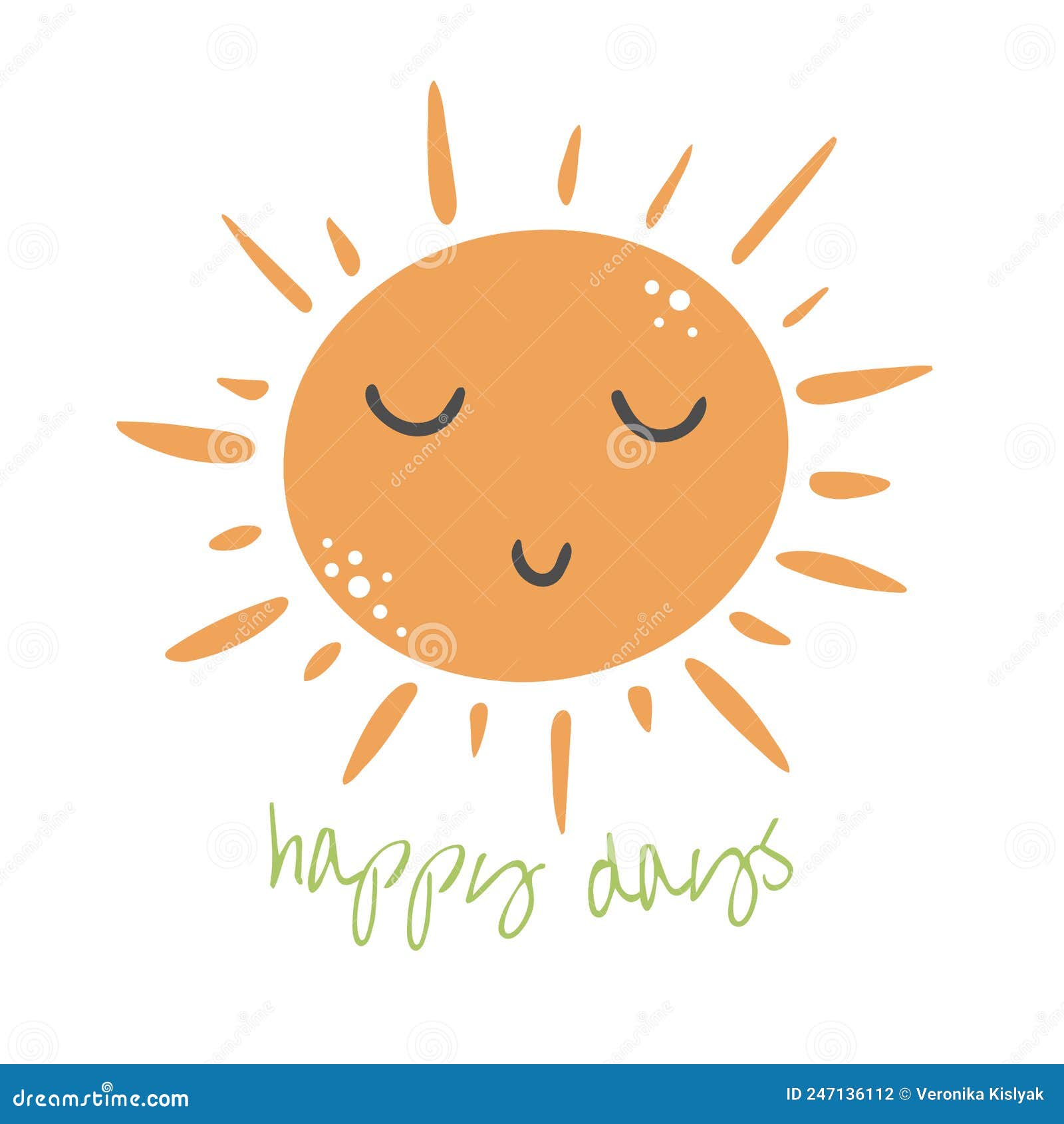 Vector Sun Hand-drawn Happy Days Lettering Stock Illustration ...