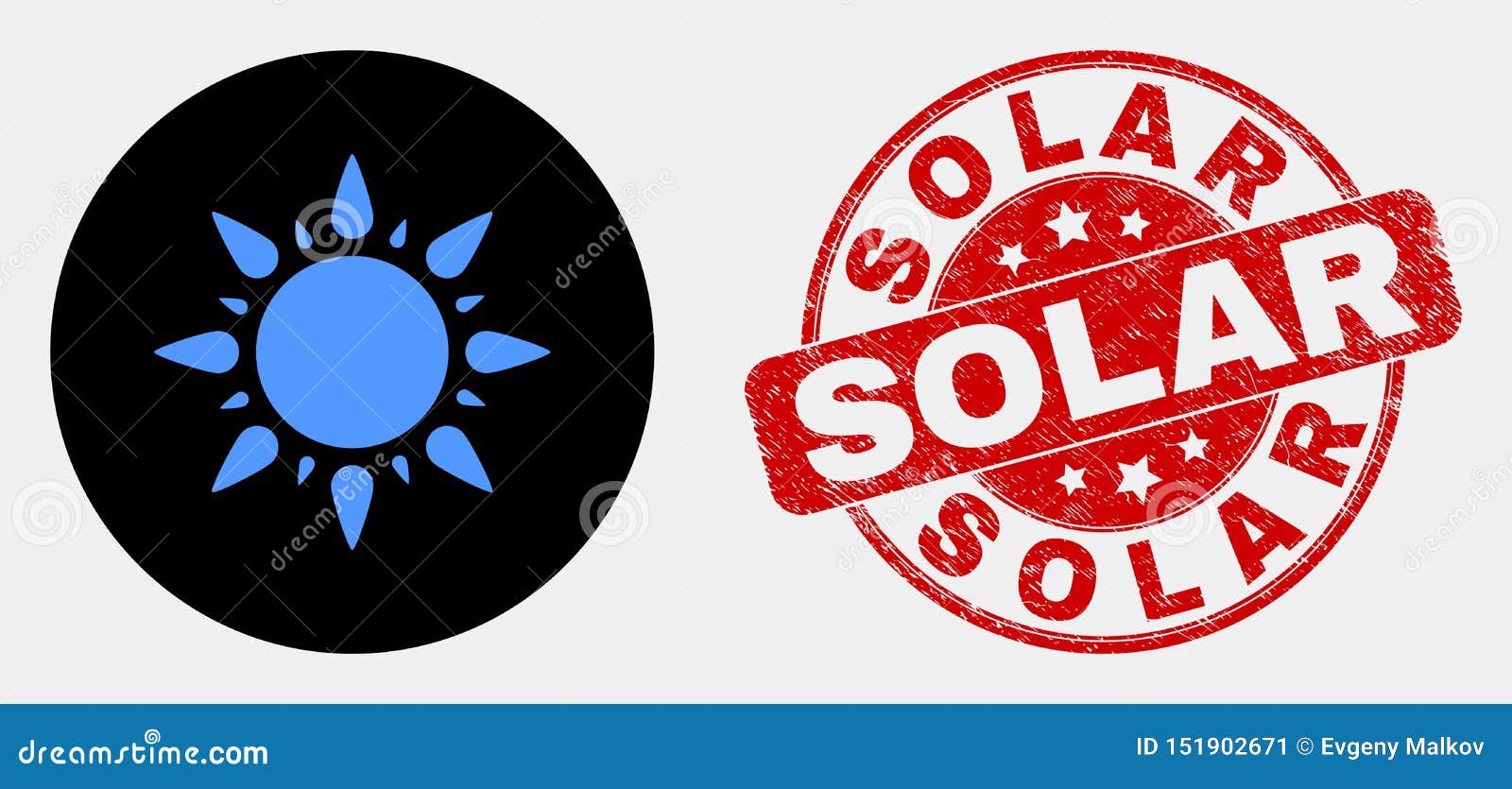 Vector Sun Icon and Scratched Solar Stamp Seal Stock Vector ...
