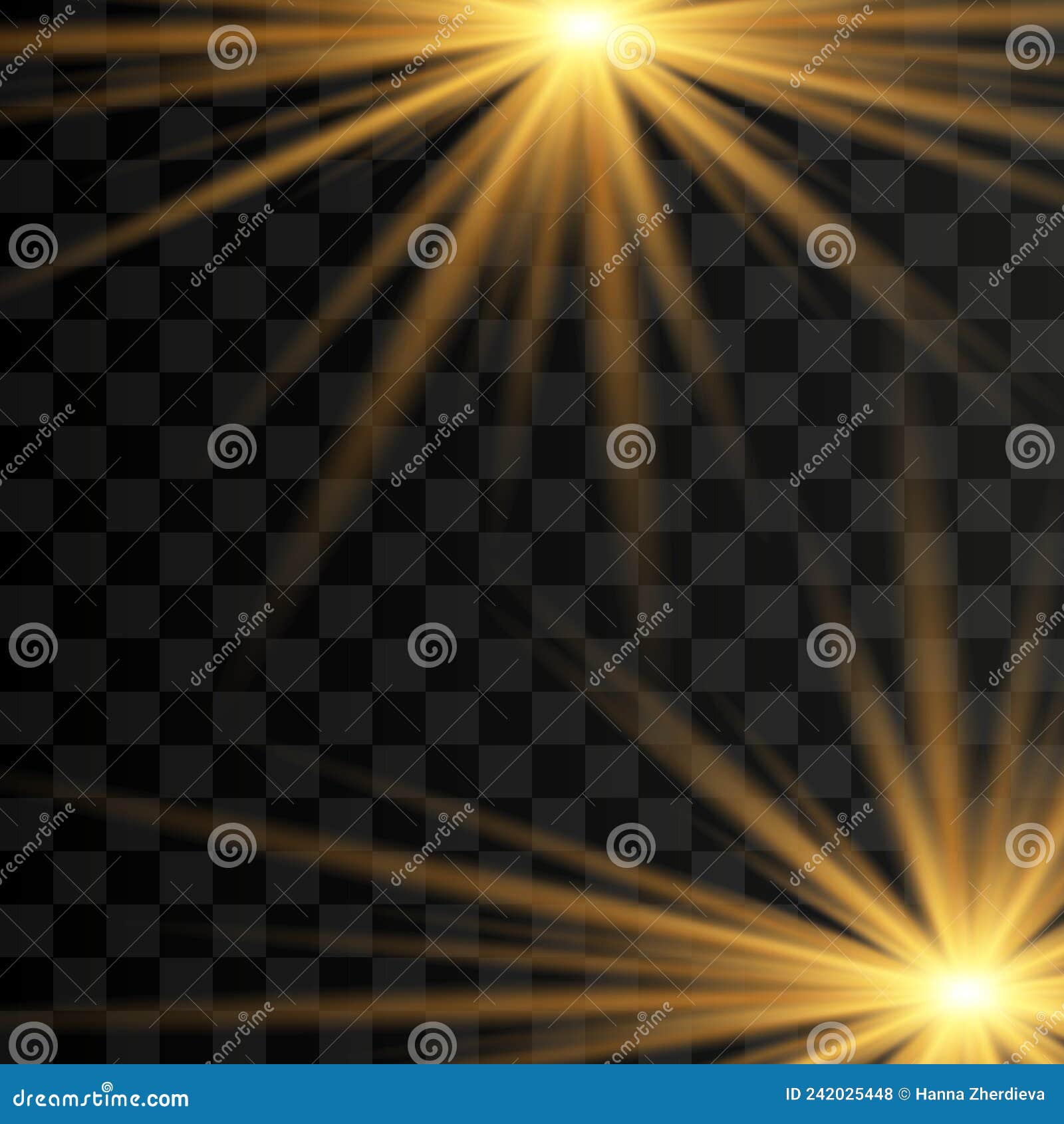 Vector Sun Light. Sunbeams or Beams Stock Vector - Illustration of heat ...