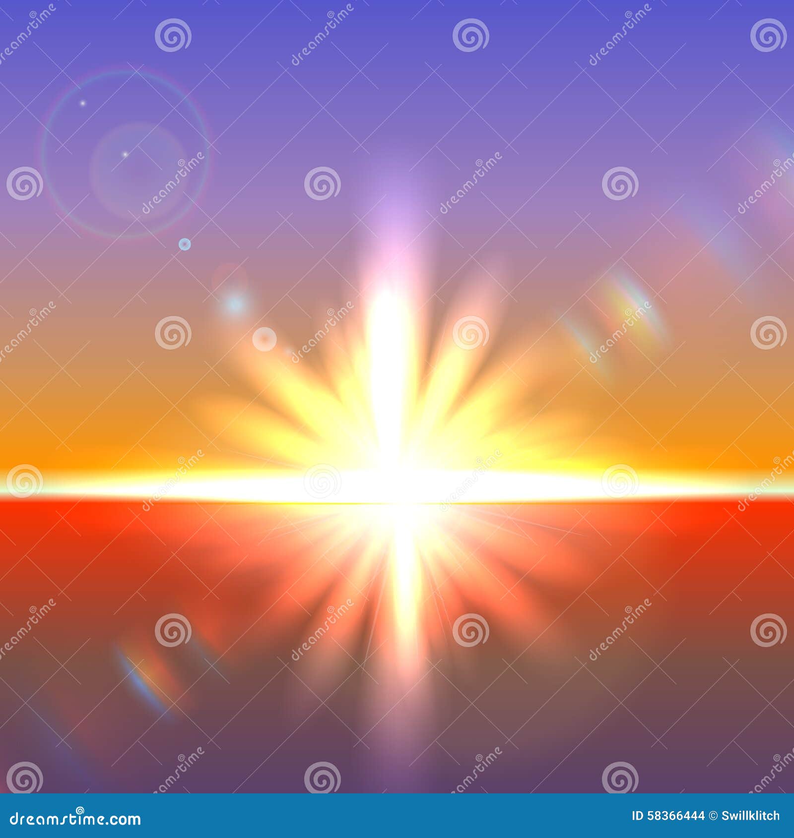 Vector Sun Over Horizon with Lens Flares Stock Vector - Illustration of ...