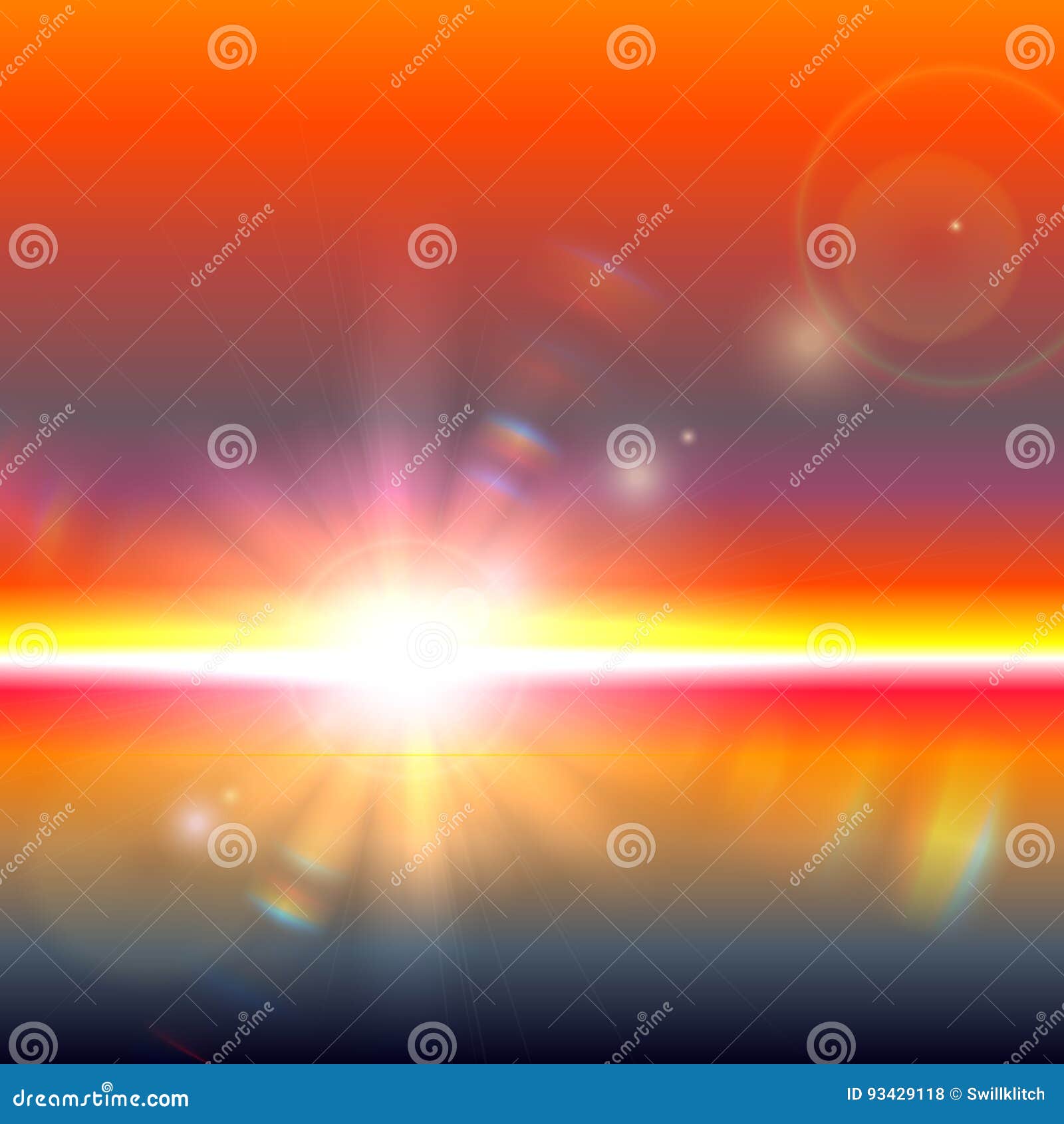 Vector Sun Over Horizon with Lens Flares Stock Vector - Illustration of ...
