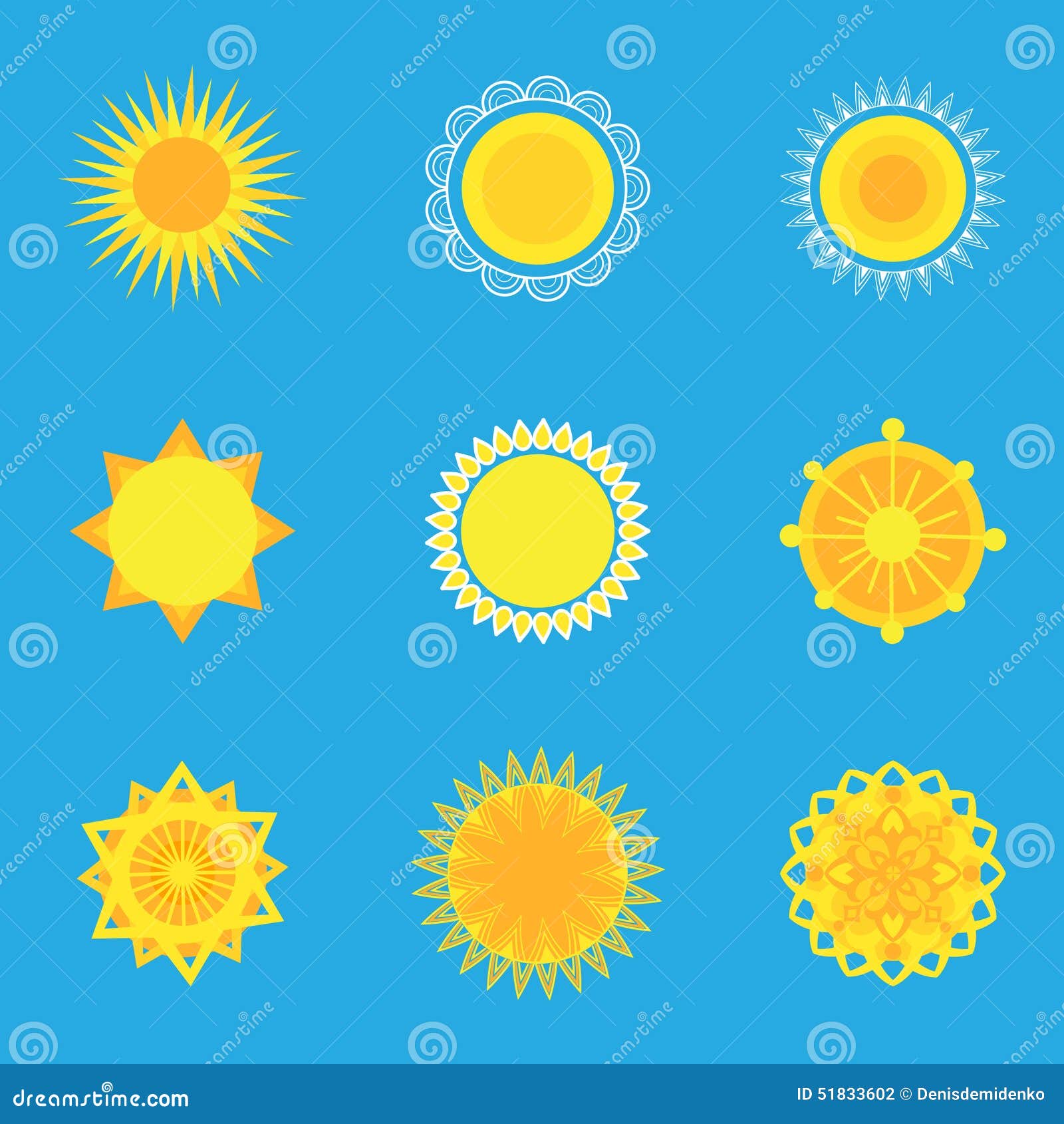 Vector sun. stock vector. Illustration of cute, decoration - 51833602